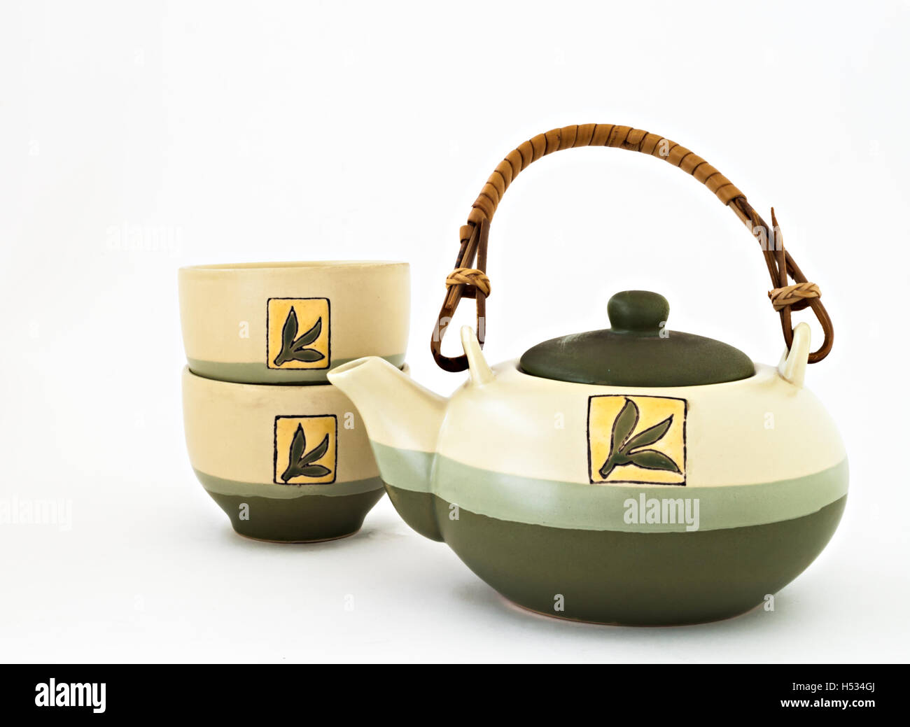 Ceramic plate teapot cups Cut Out Stock Images & Pictures - Alamy