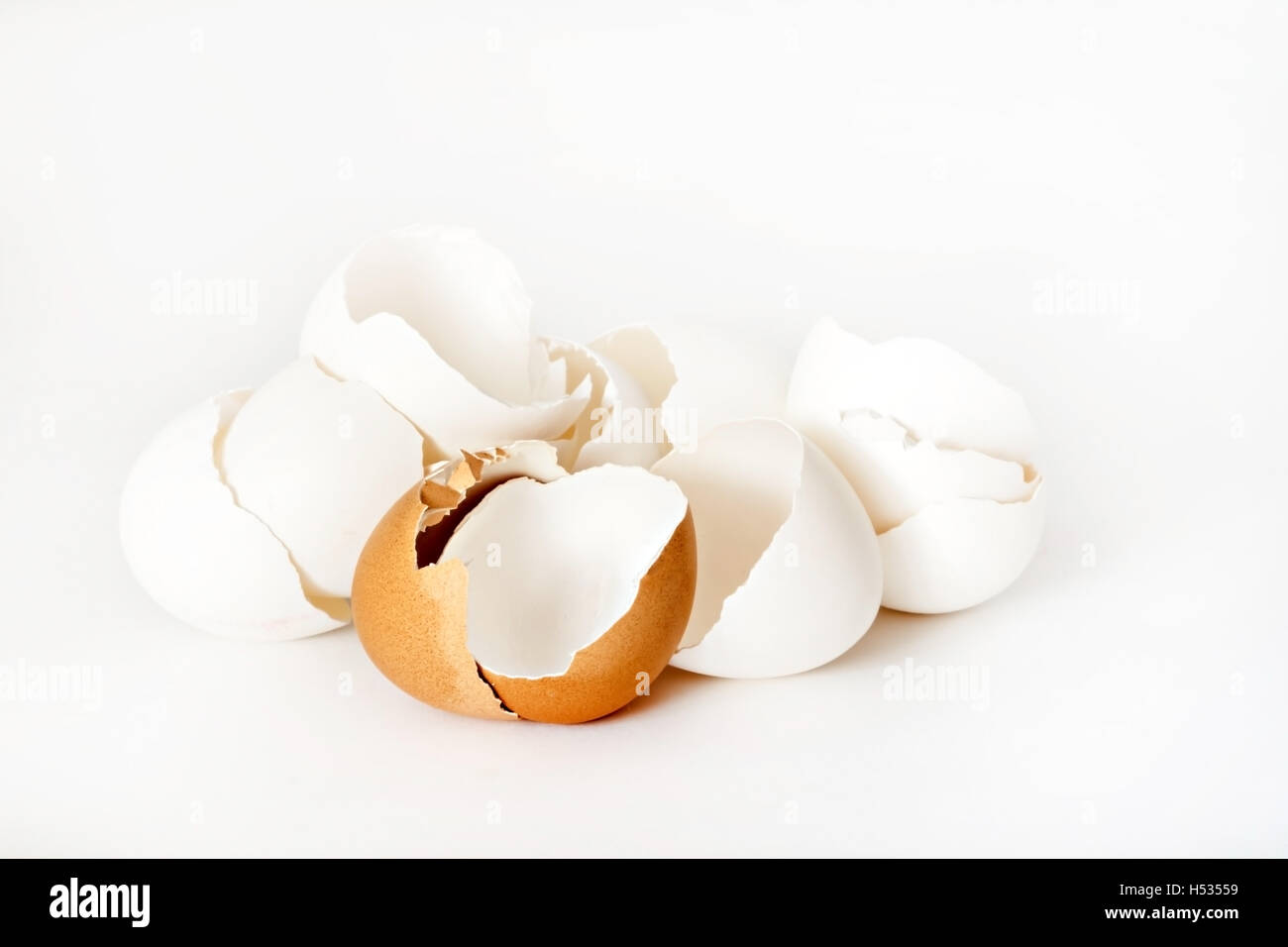 White eggshells on a white background isolated Stock Photo - Alamy