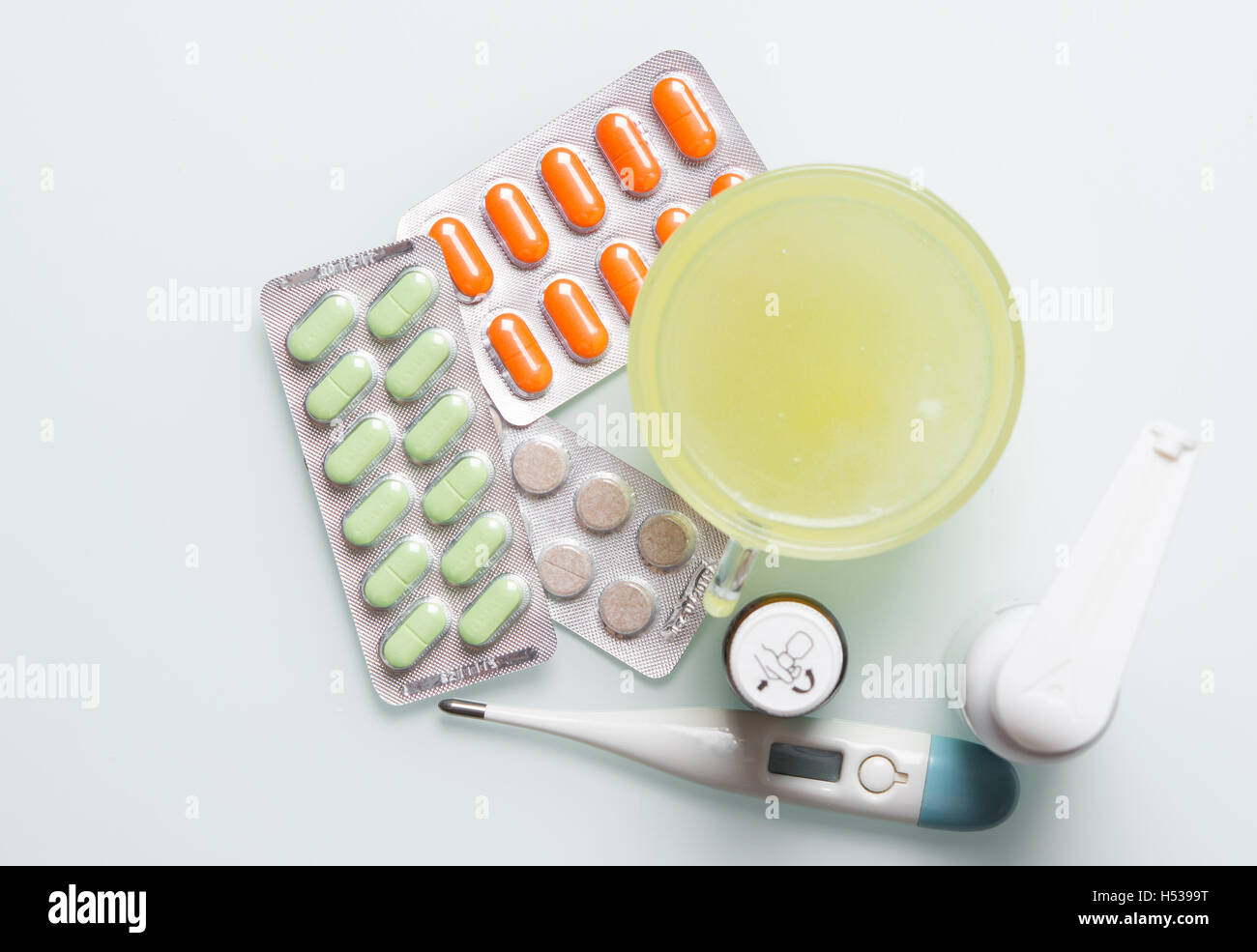 cold medicine on the table Stock Photo - Alamy