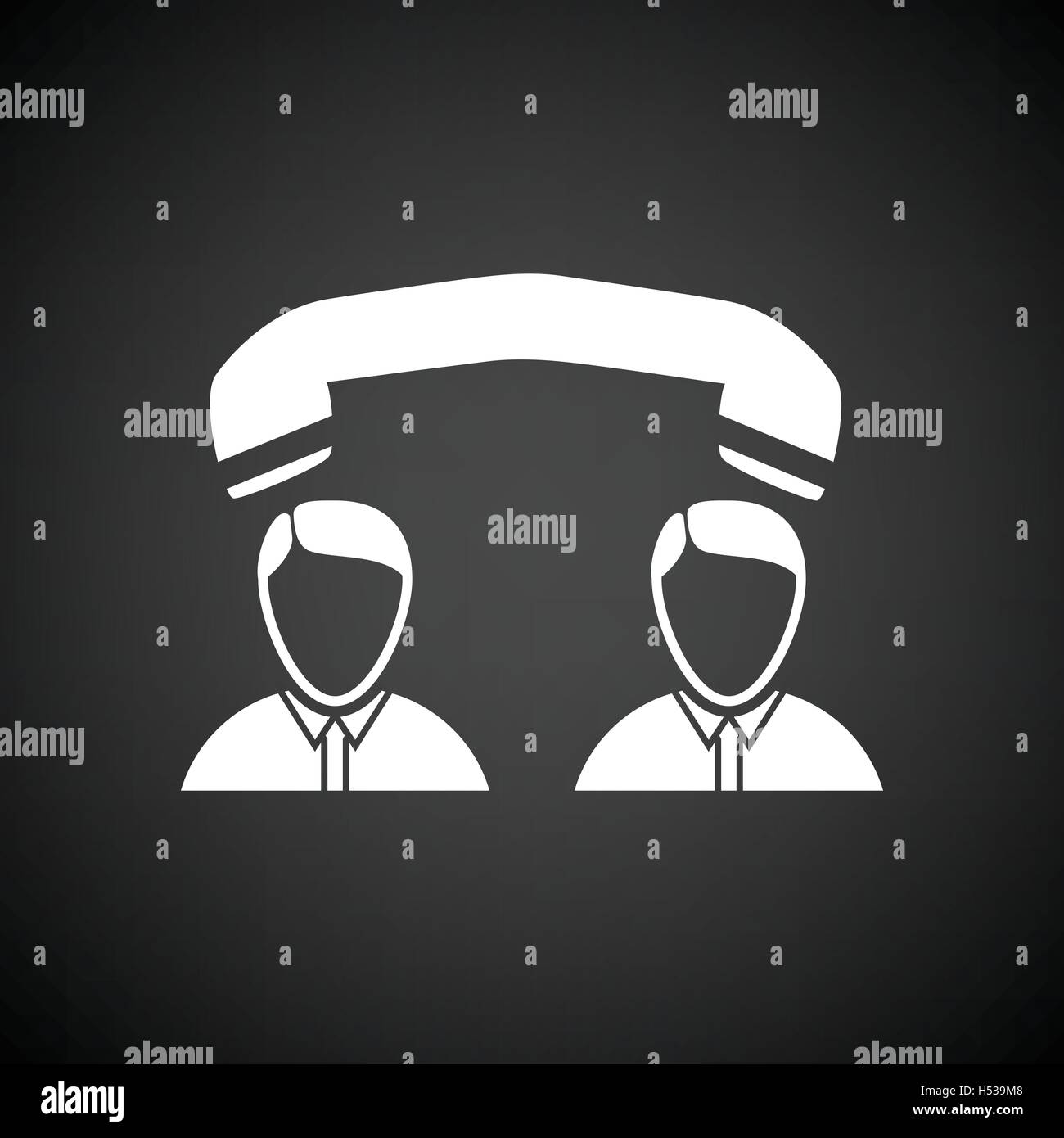 Telephone conversation icon. Black background with white. Vector ...