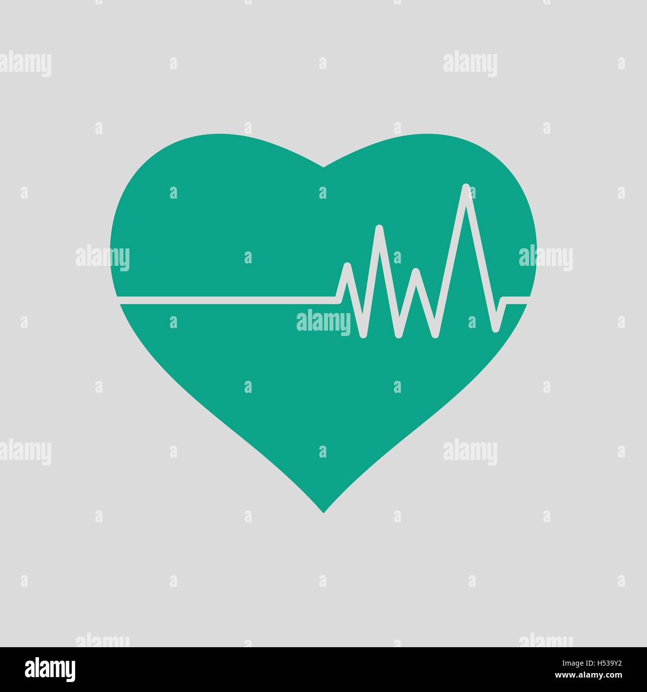 Heart with cardio diagram icon. Gray background with green. Vector ...