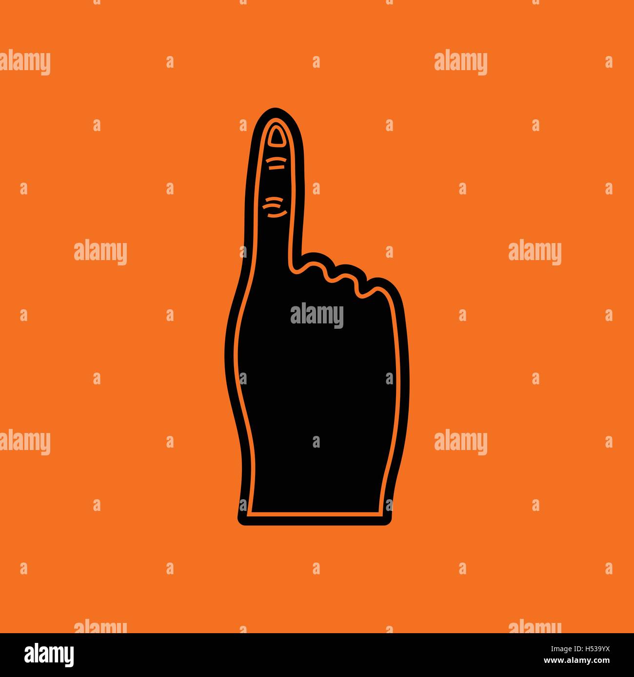 Fans foam finger icon. Orange background with black. Vector ...
