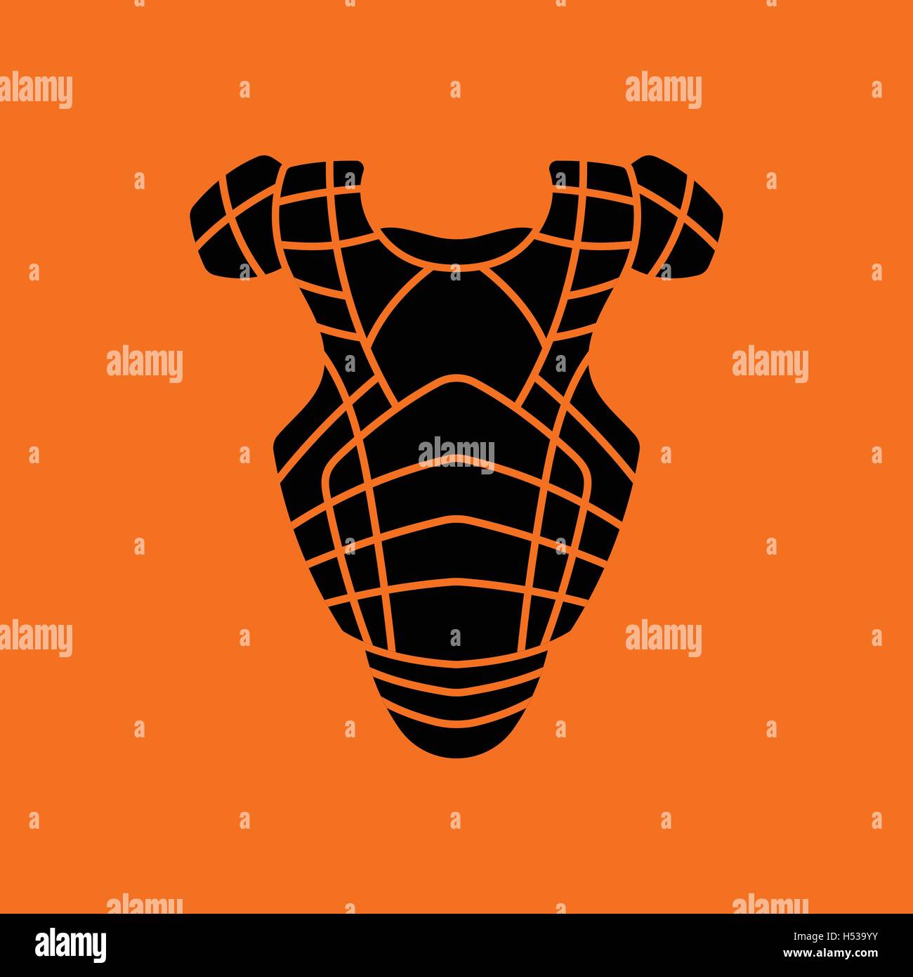 Baseball chest protector icon. Orange background with black. Vector ...