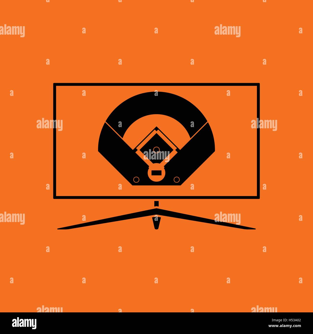 Baseball tv translation icon. Orange background with black. Vector ...