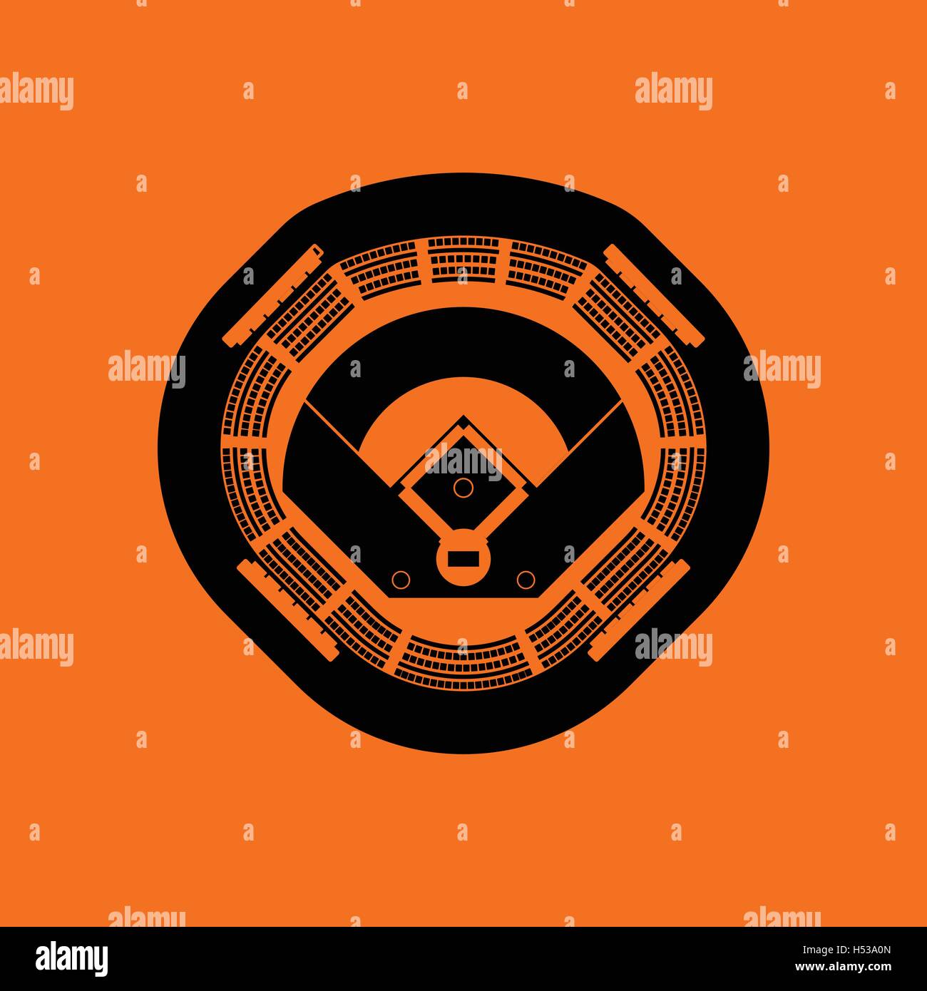 Baseball stadium icon. Orange background with black. Vector ...