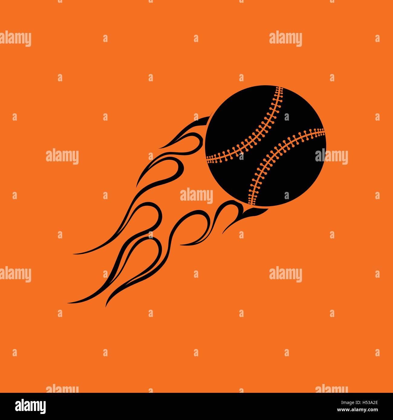 Baseball fire ball icon. Orange background with black. Vector ...