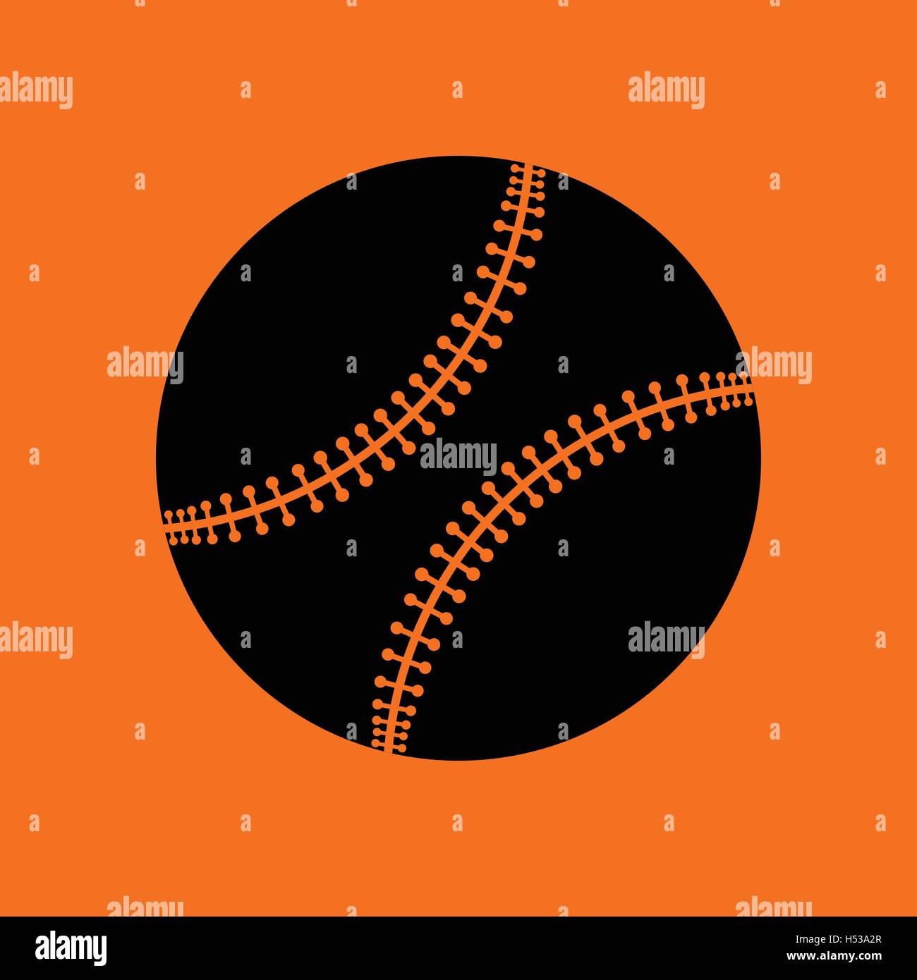 Baseball ball icon. Orange background with black. Vector illustration ...