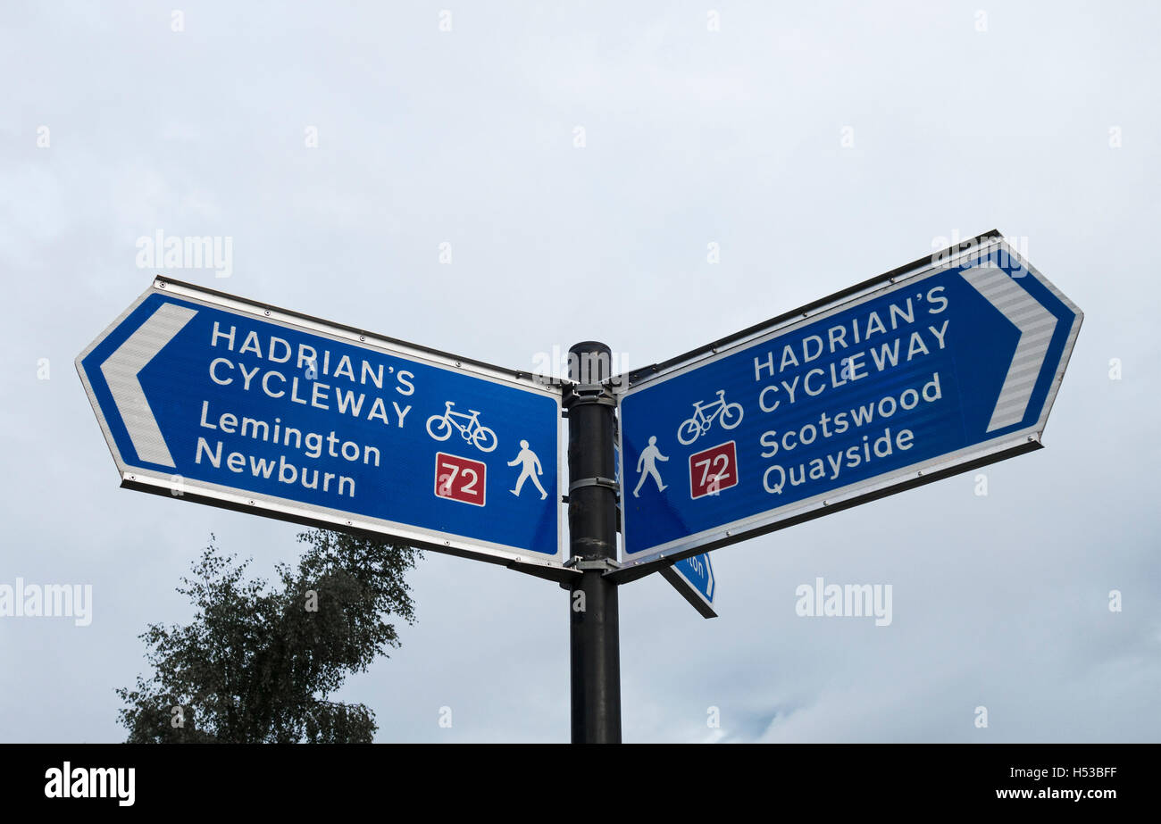 Cycling sign hadrians cycleway hi-res stock photography and images - Alamy