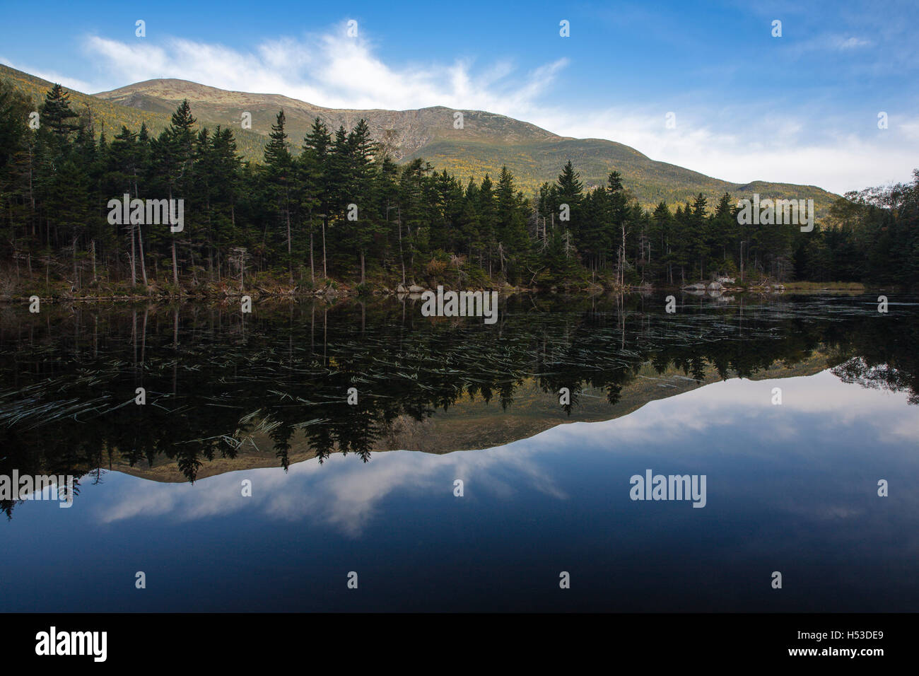 Reflection of Mount Washington and Huntington Ravine in Lost Pond ...