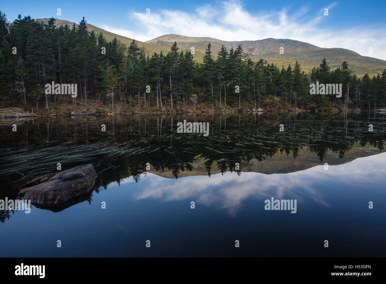 Reflection of Mount Washington and Huntington Ravine in Lost Pond ...