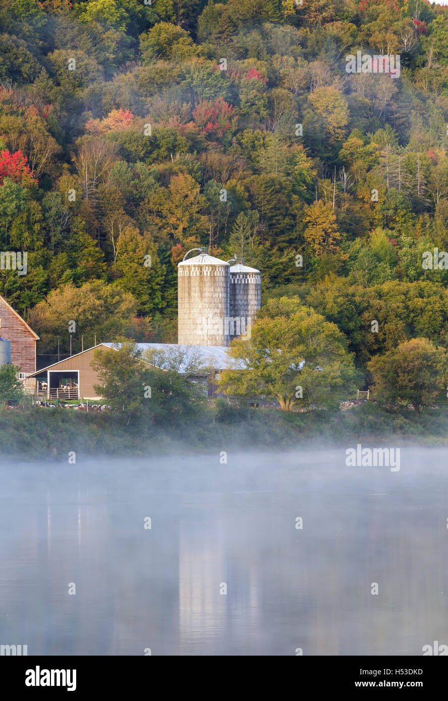 Farm along the Connecticut River in Maidstone, Vermont during the ...