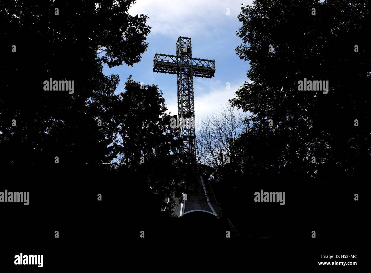 The Mount Royal Cross monument on top of Mount Royal in Montreal ...