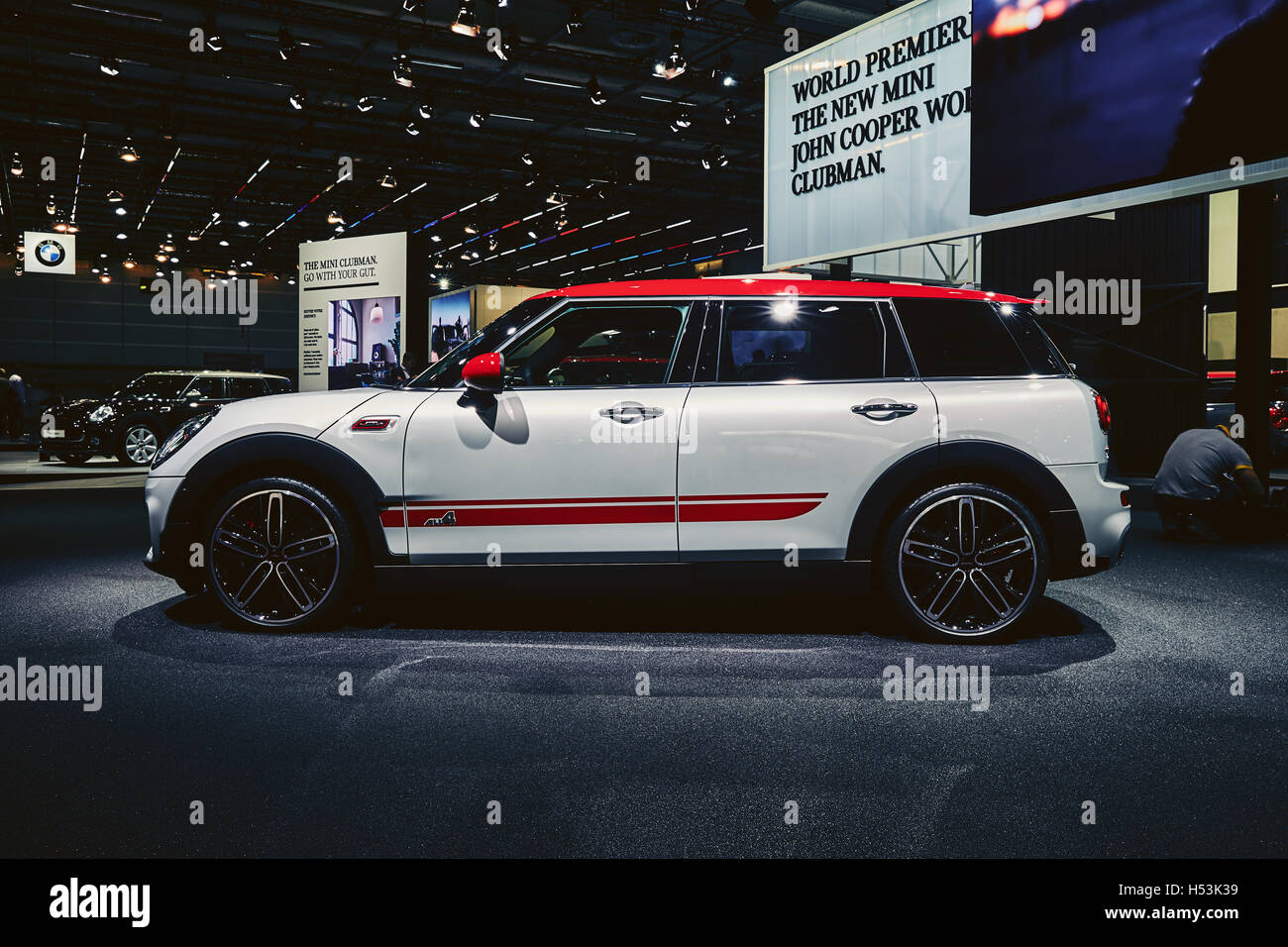 Paris, France - September 29, 2016: 2017 MINI Clubman JCW presented on ...