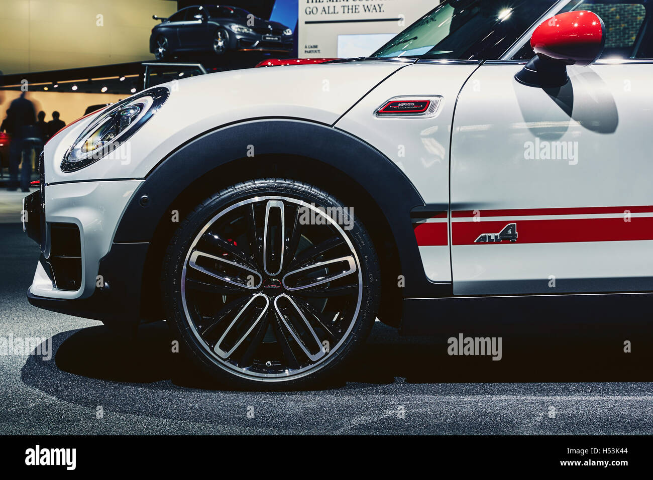 Paris, France - September 29, 2016: 2017 MINI Clubman JCW presented on ...