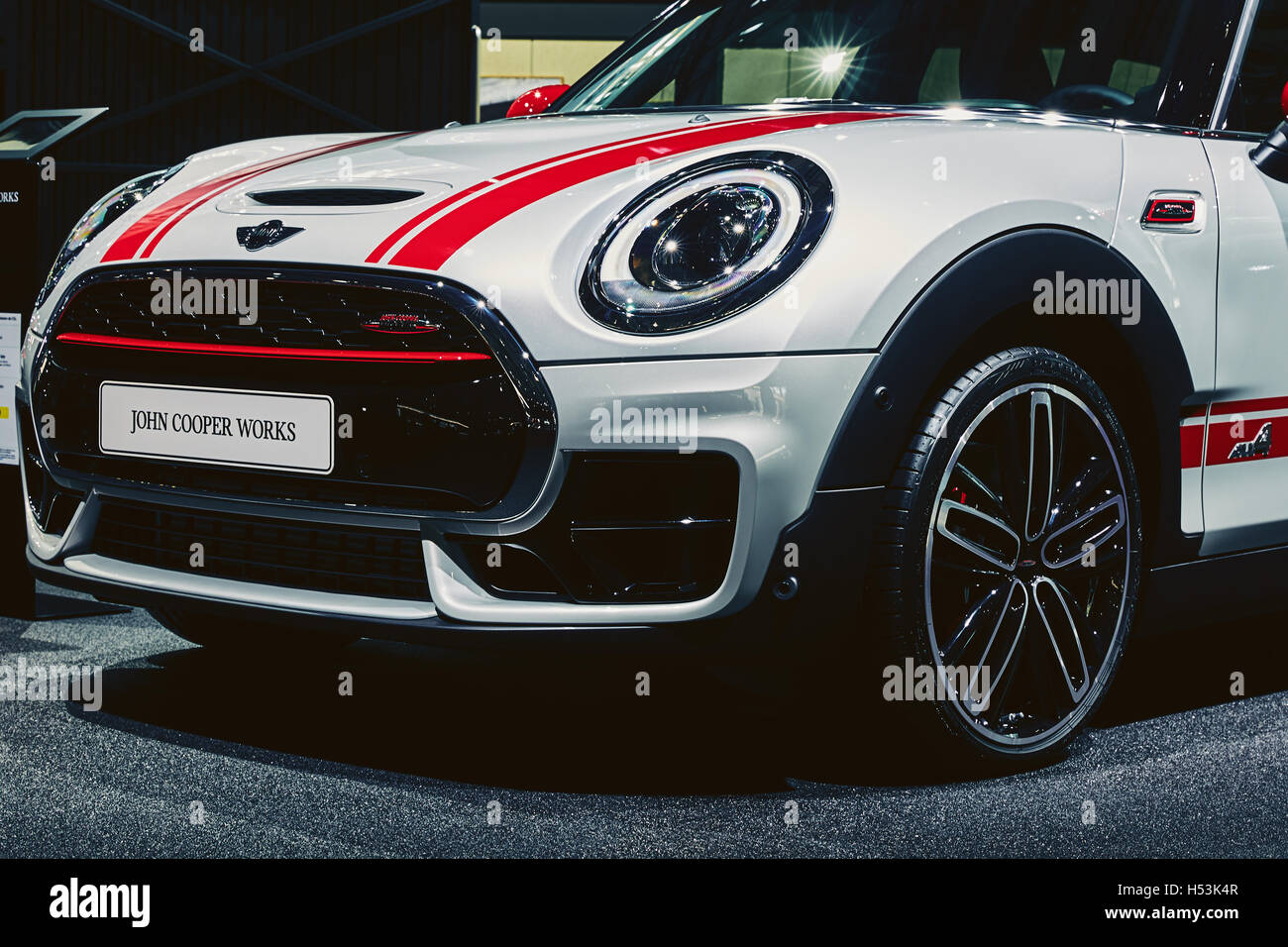 Paris, France - September 29, 2016: 2017 MINI Clubman JCW presented on ...