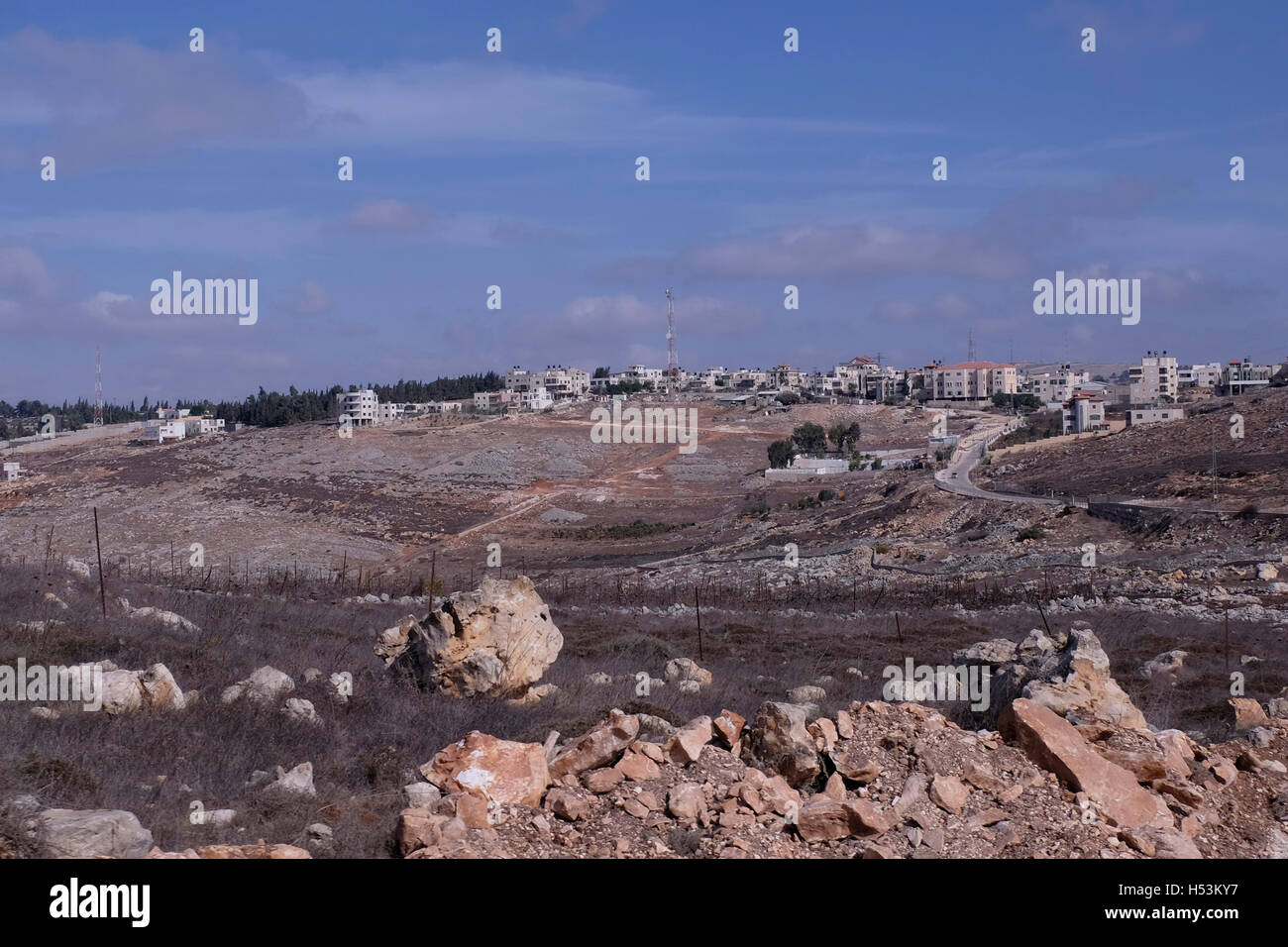 View of Kiryat Luza a Samaritan settlement near the city of Nablus in ...