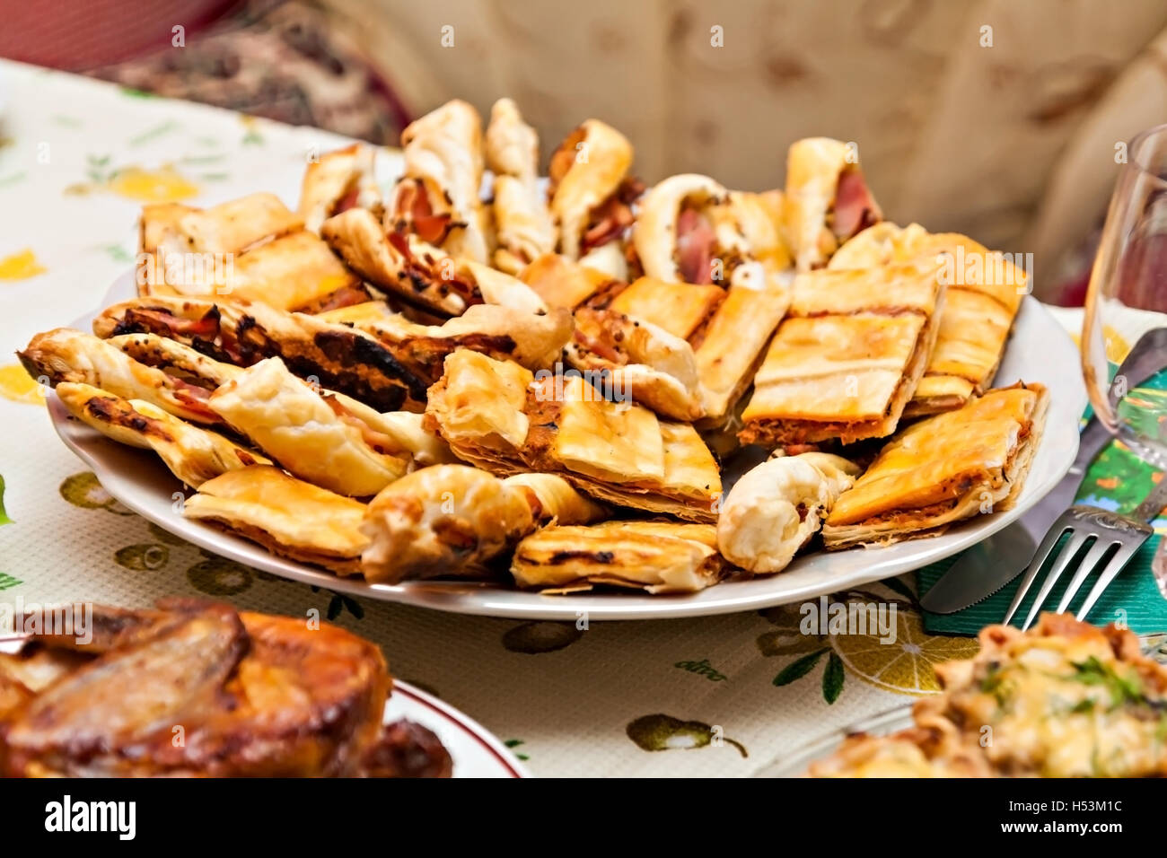 delicious layered snacks on a festive Christmas table Stock Photo - Alamy