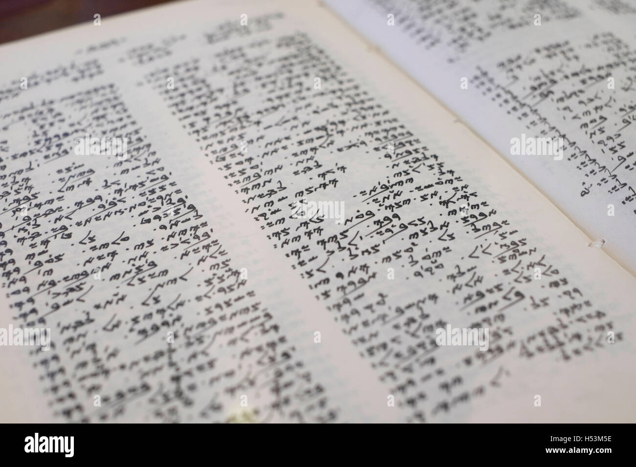 A Samaritan Prayer book written in ancient Hebrew displayed at the ...