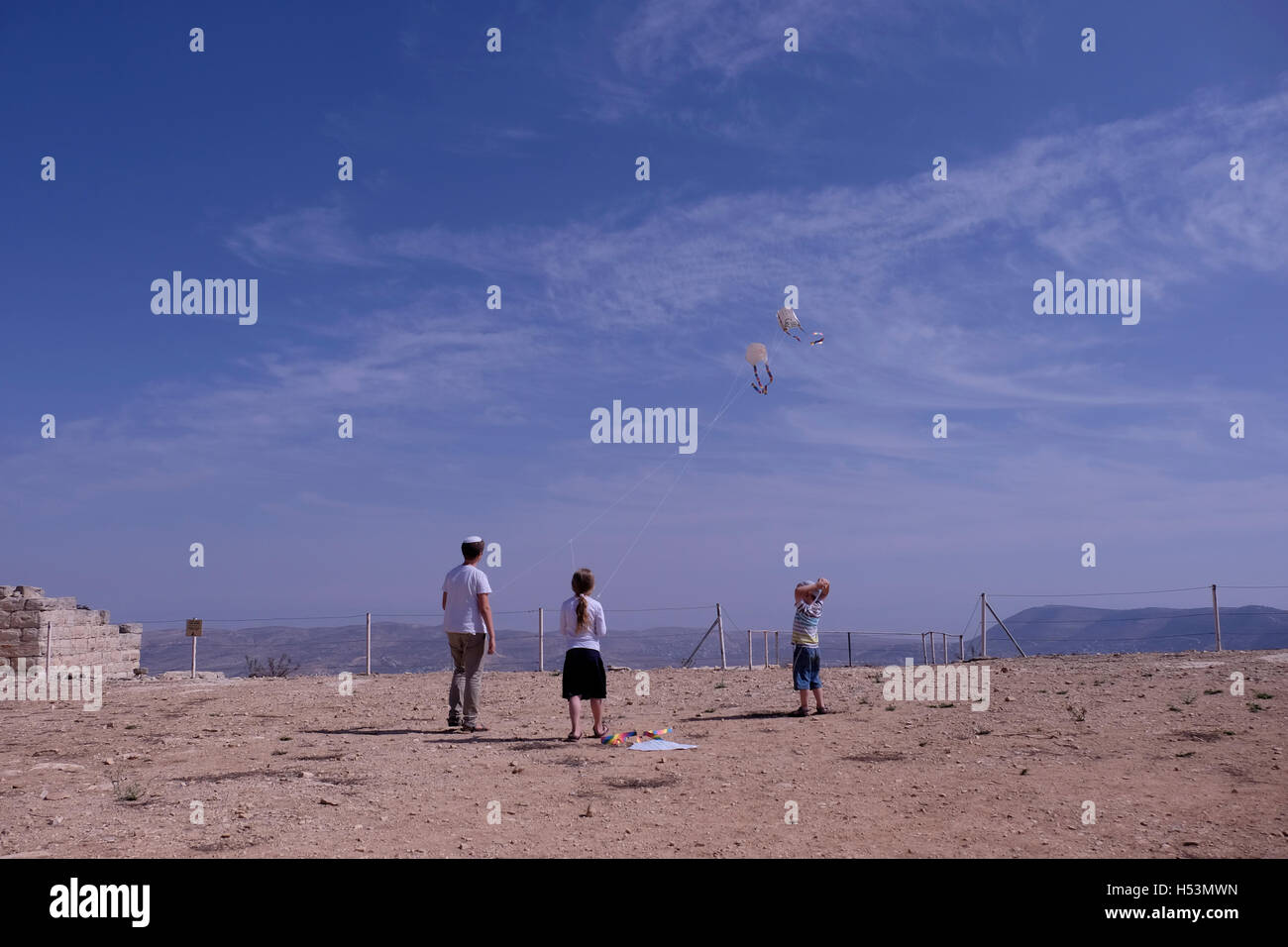 Israeli religious children flying kites on Mount Gerizim one of the ...