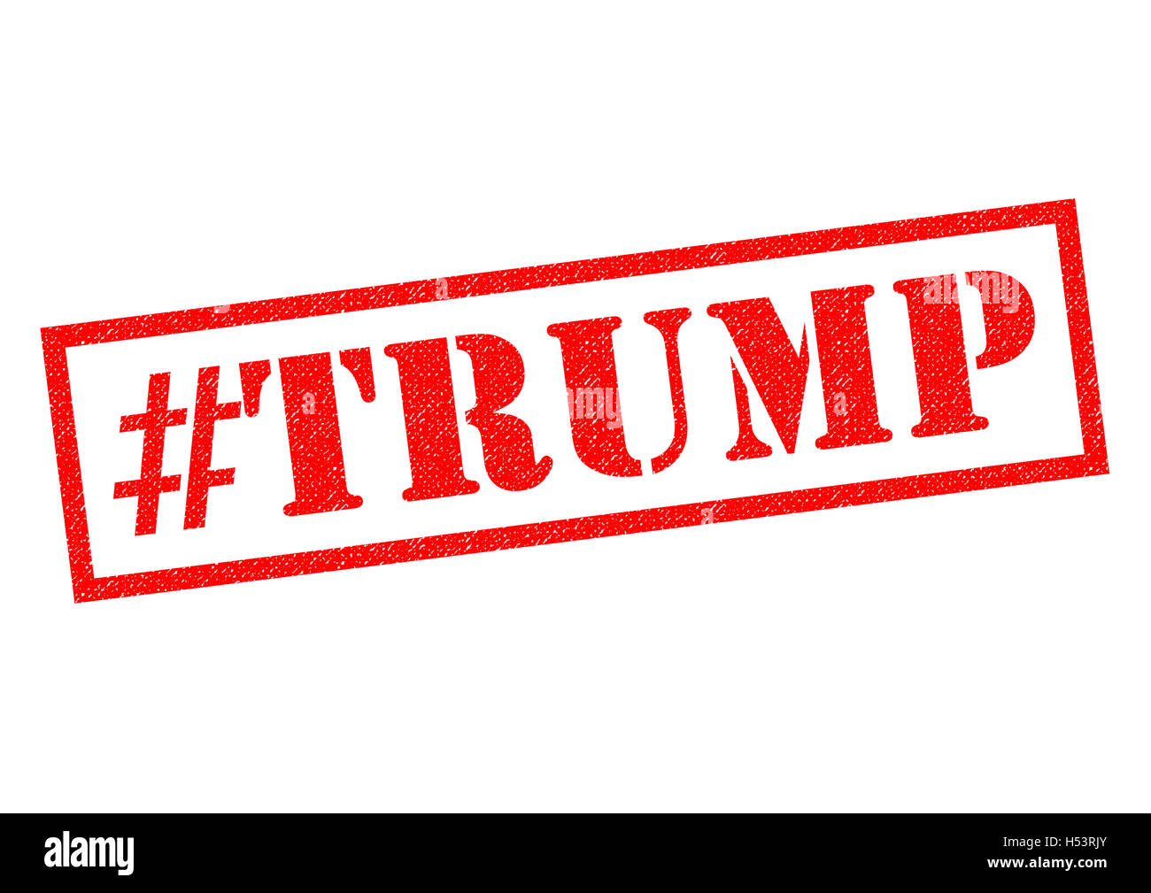 LONDON, UK - OCTOBER 11TH 2016: A #TRUMP red Rubber Stamp over a plain ...