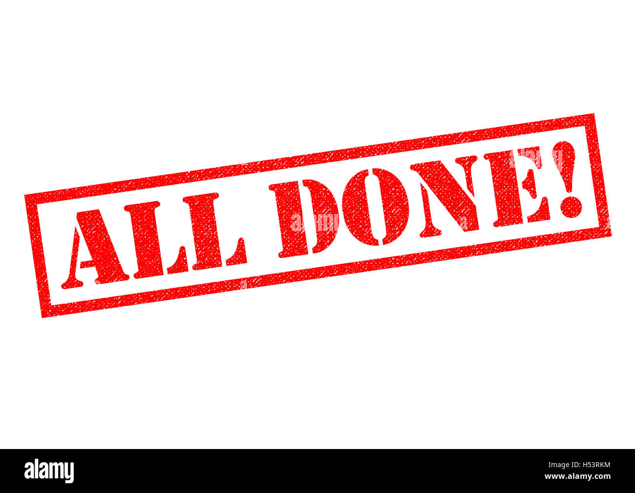 ALL DONE! red rubber Stamp over a white background Stock Photo - Alamy