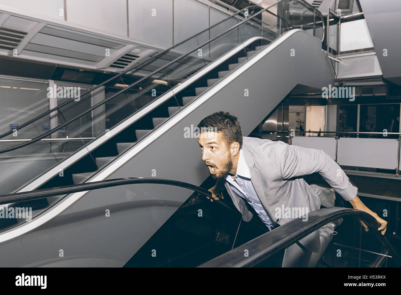 Frightened man run away. Stressed businessman. Scared man Stock Photo ...
