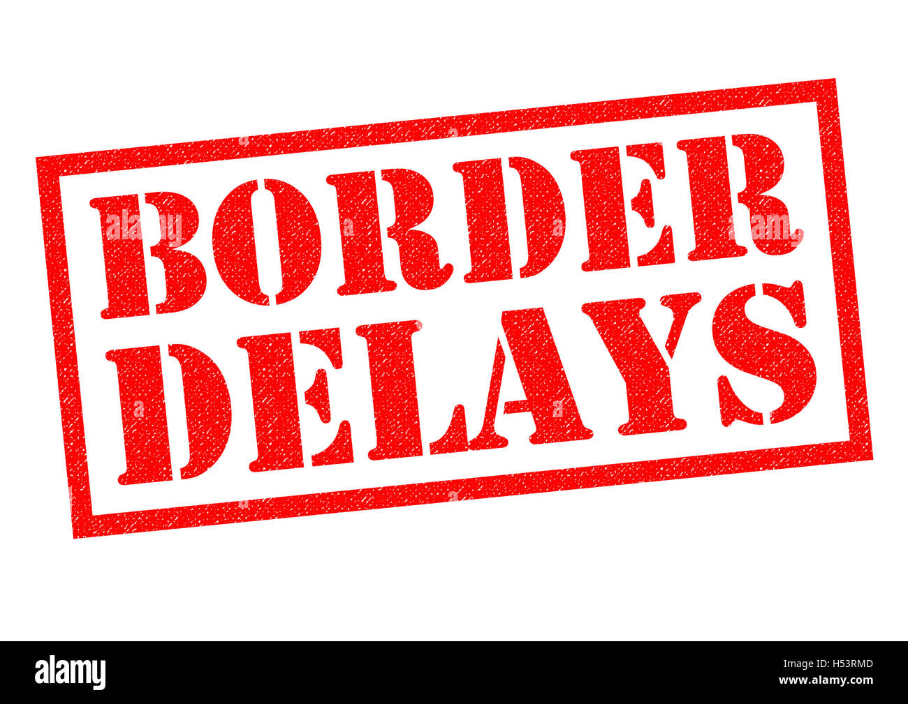 BORDER DELAYS red rubber Stamp over a white background Stock Photo - Alamy