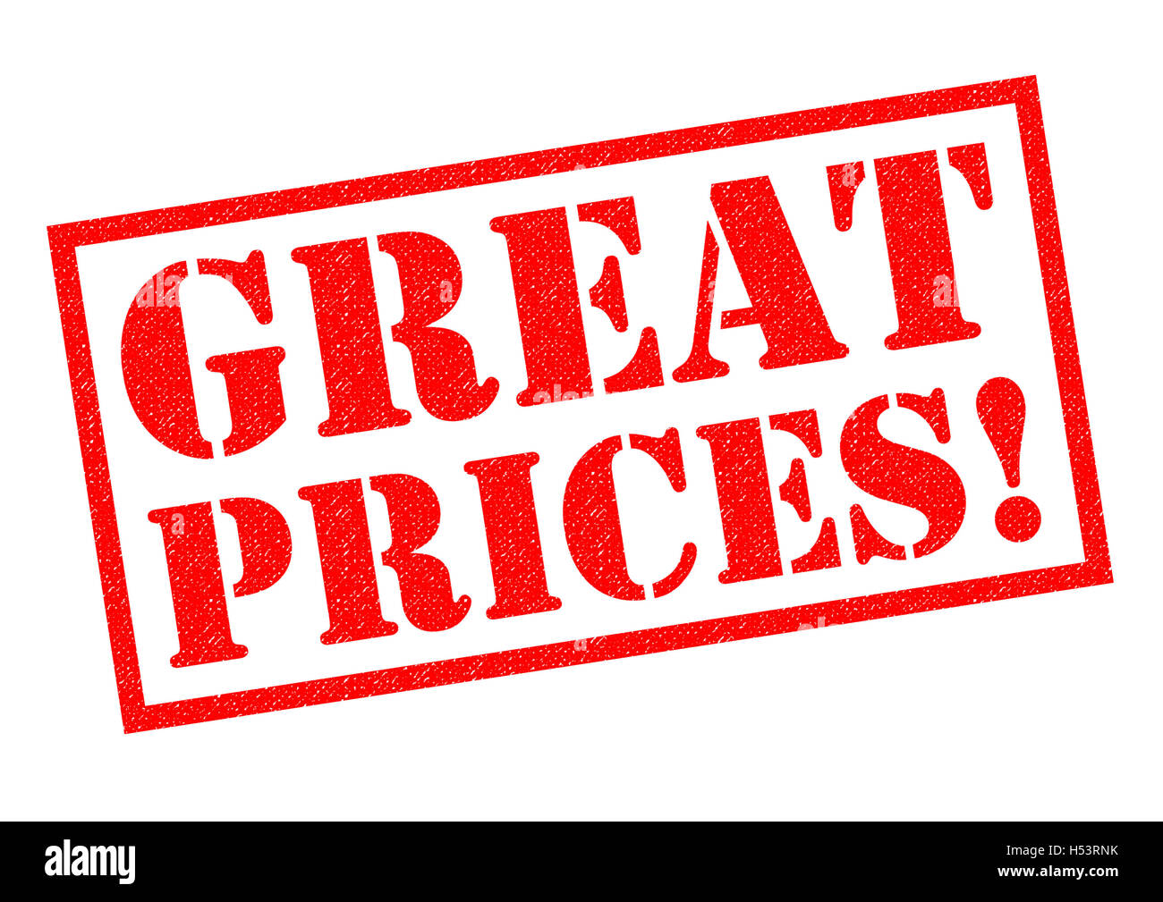 GREAT PRICES! red Rubber Stamp over a white background Stock Photo - Alamy