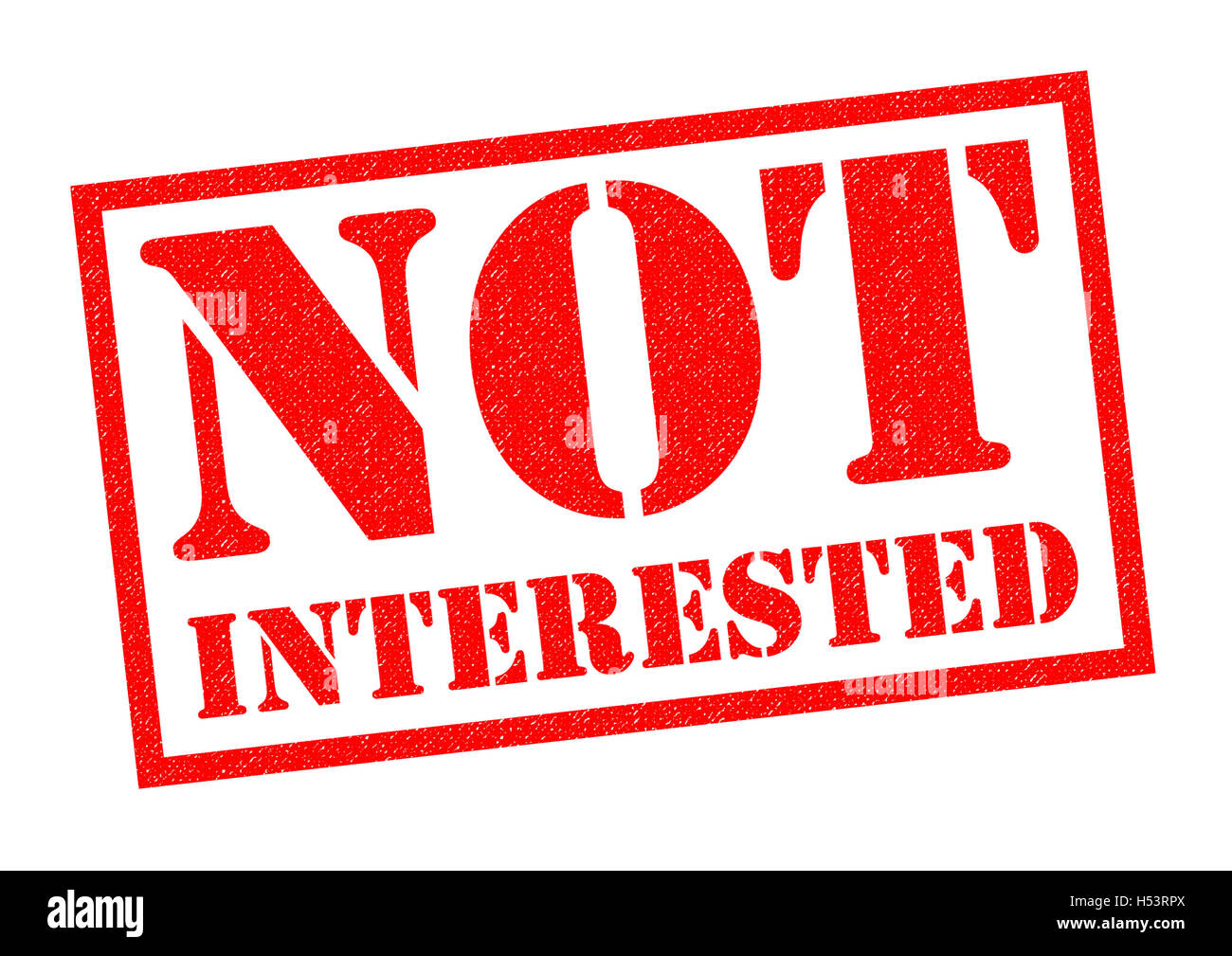 NOT INTERESTED red Rubber Stamp over a white background Stock Photo - Alamy