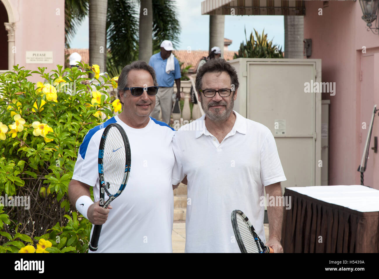 Jon Lovitz and Dennis Miller prepare for the Chris Evert Pro-Am ...