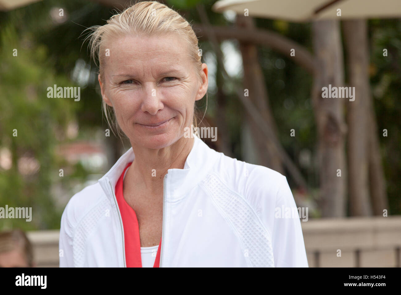 Jana Novotna posing for photo on November 20, 2015 at the Chris Evert ...