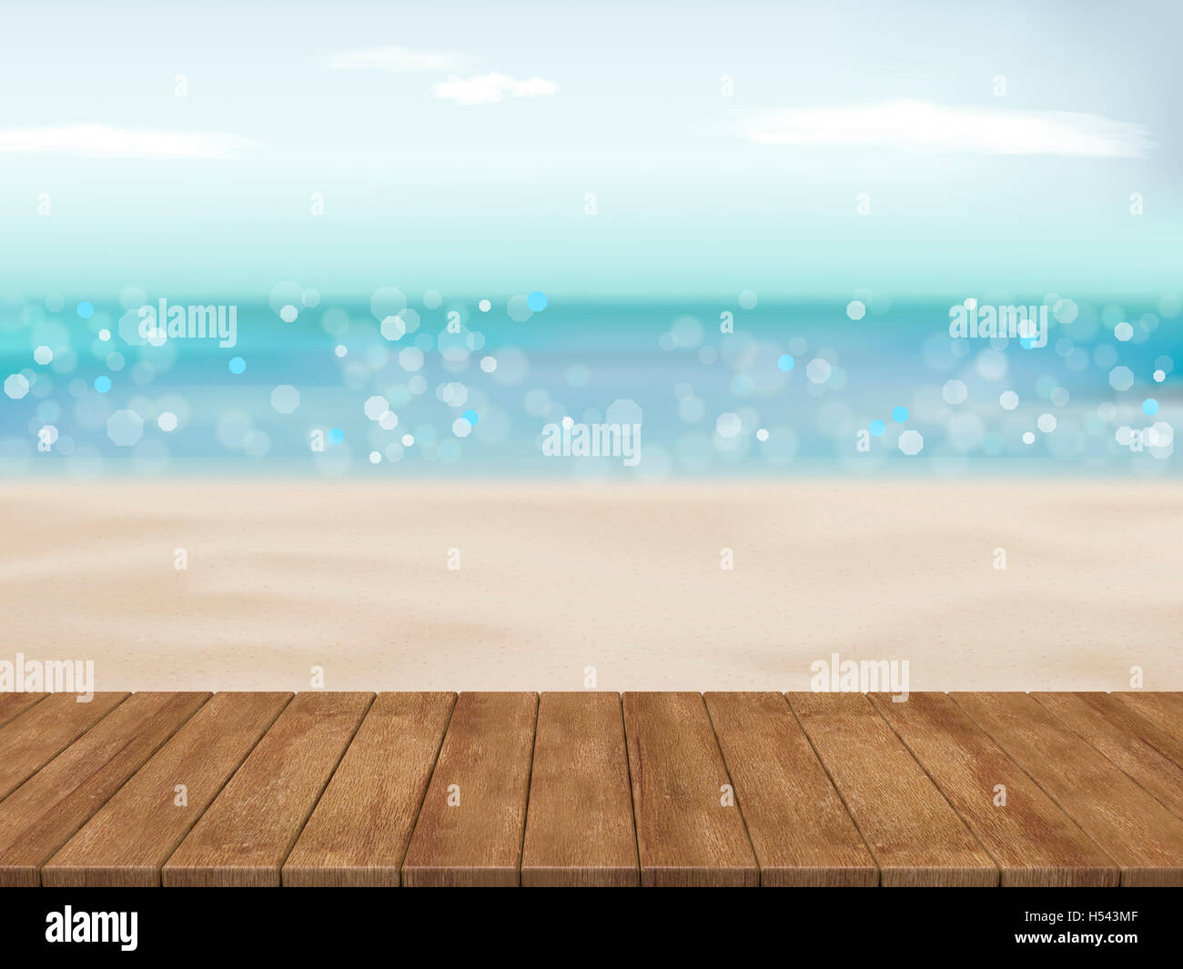 beautiful sand of beach scene background, 3d rendering wood plate Stock ...