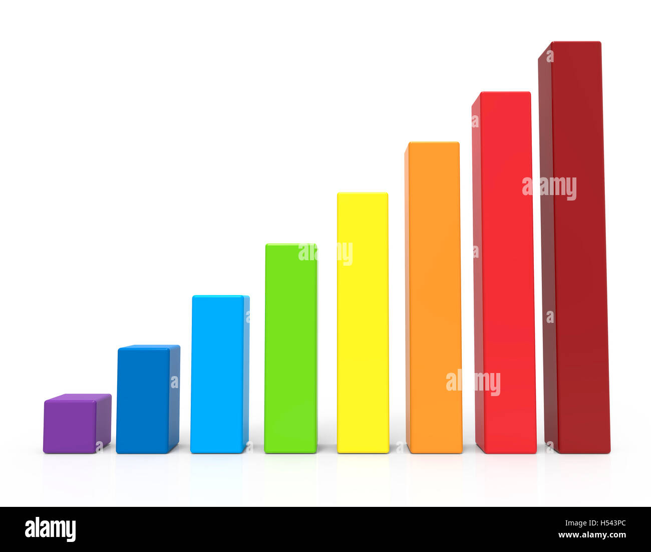 3d rendering rainbow colored bar chart, isolated white background Stock ...