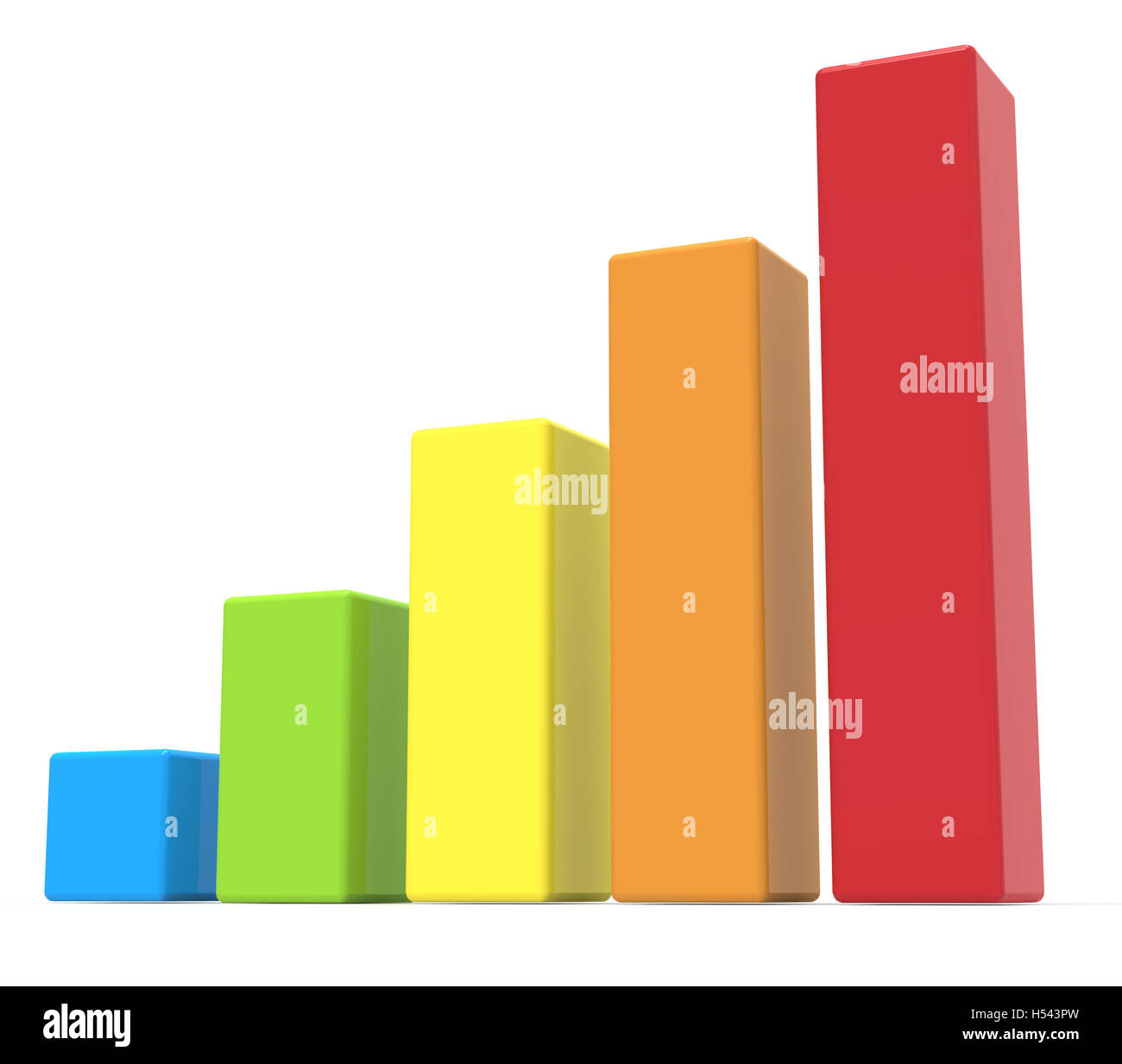 3d rendering five colored bar chart, isolated white background Stock ...