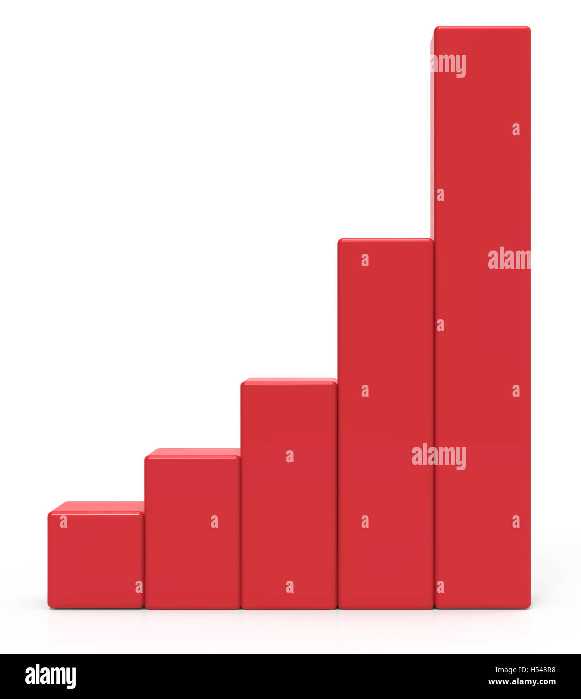 3d rendering red colored bar chart, isolated white background Stock ...