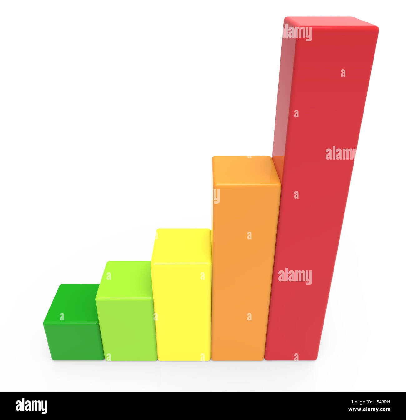 3d rendering five colored bar chart, isolated white background Stock ...