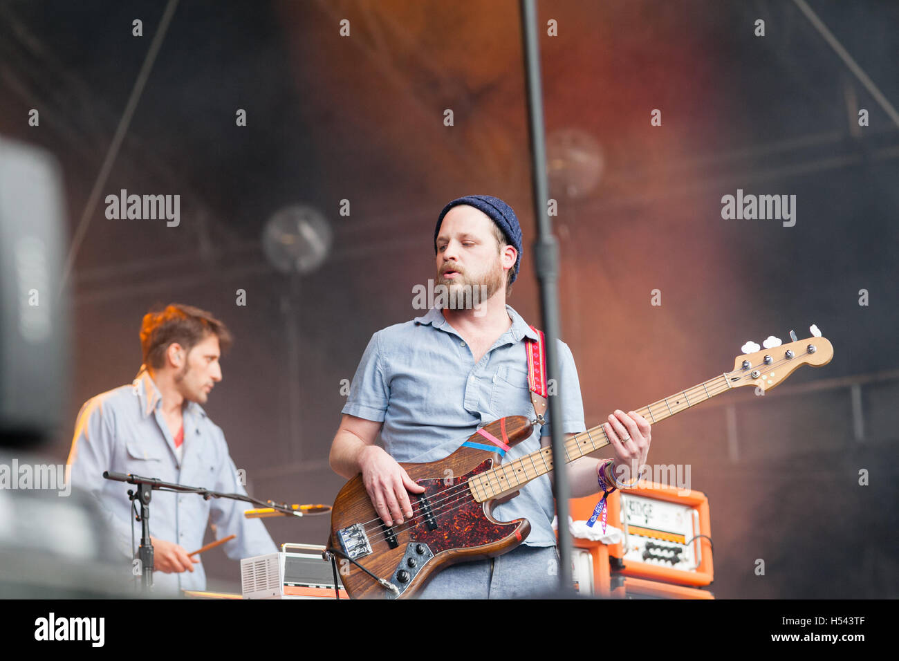 (L-R) Dimitri Manos and Toby Leaman of The Dr. Dog Band performs at the ...