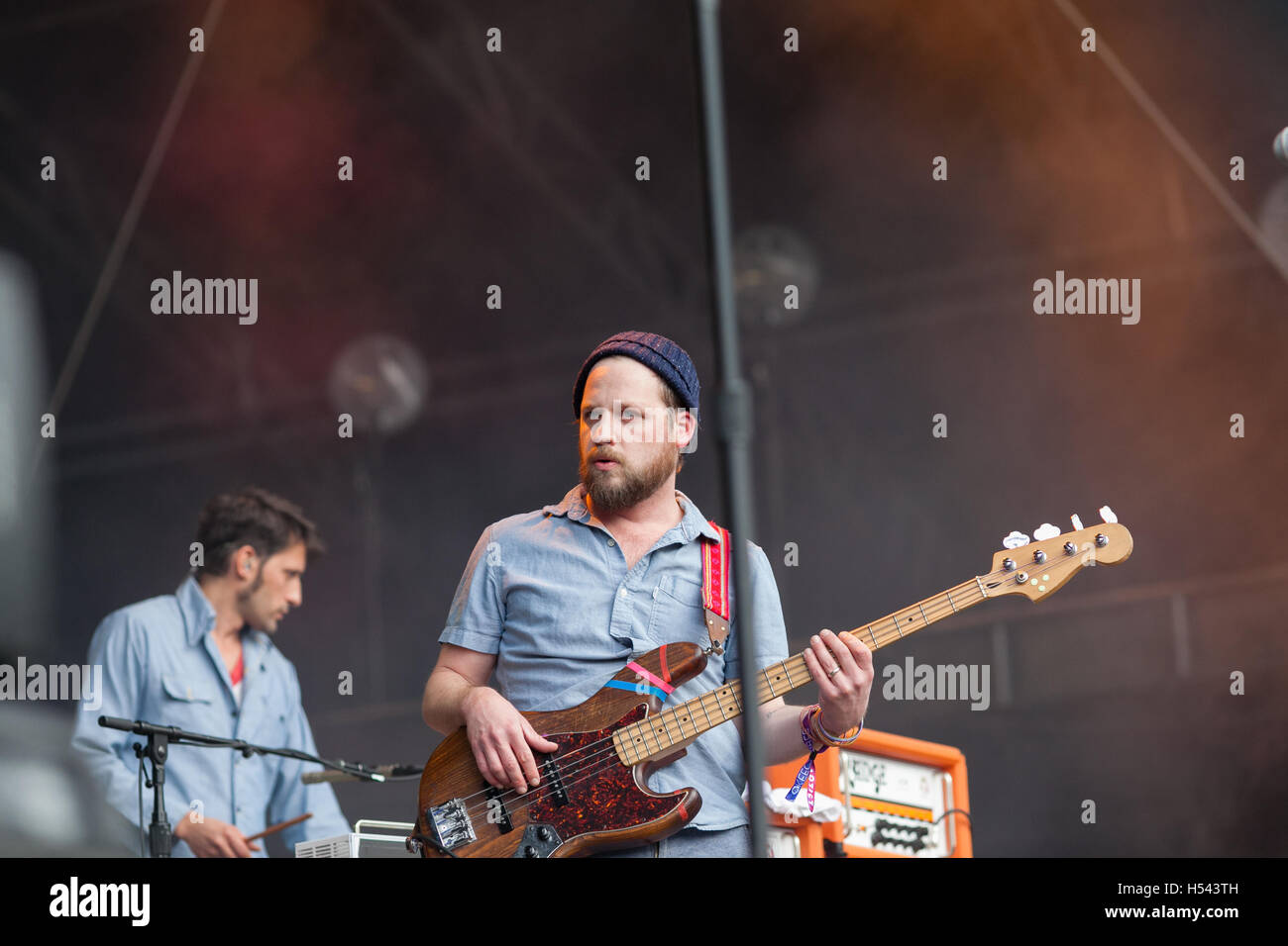 (L-R) Dimitri Manos and Toby Leaman of The Dr. Dog Band performs at the ...