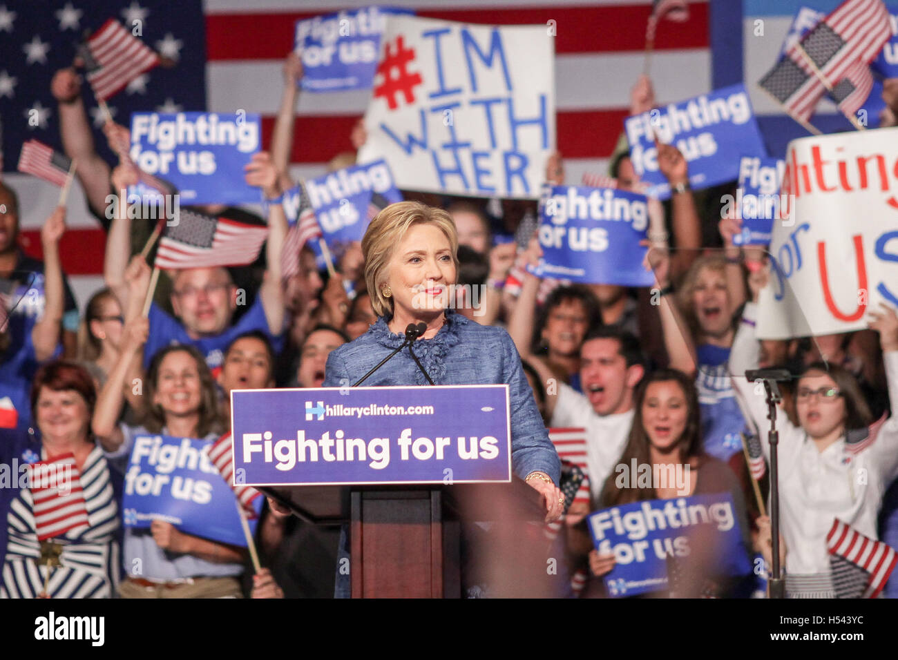 Presidential Candidate Hillary Clinton speaking to supporters at the ...