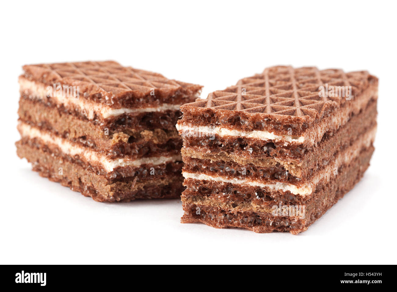 Sweet chocolate wafers closeup isolated on white background Stock Photo ...