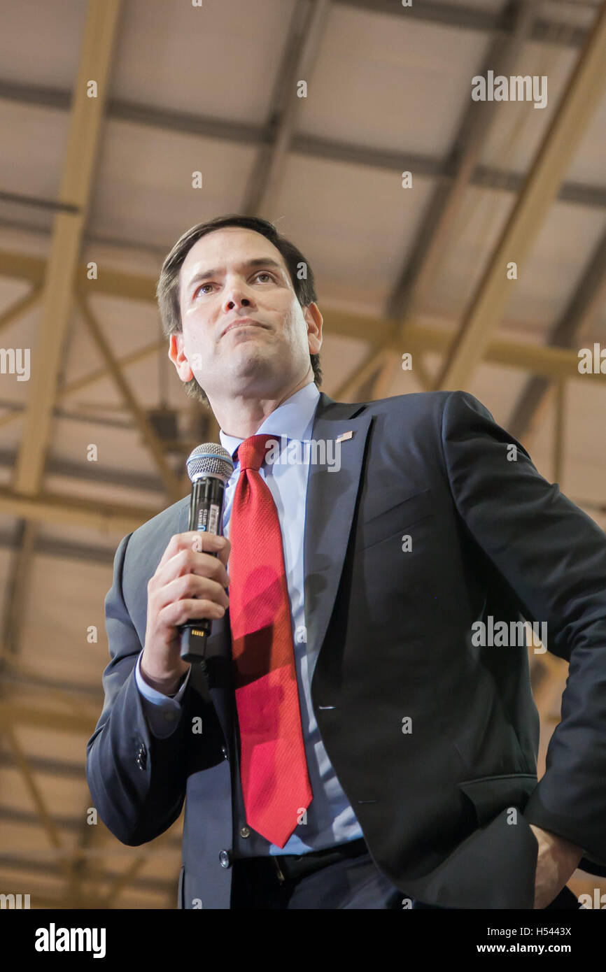 Republican presidential candidate Marco Rubio addressing his supporters ...