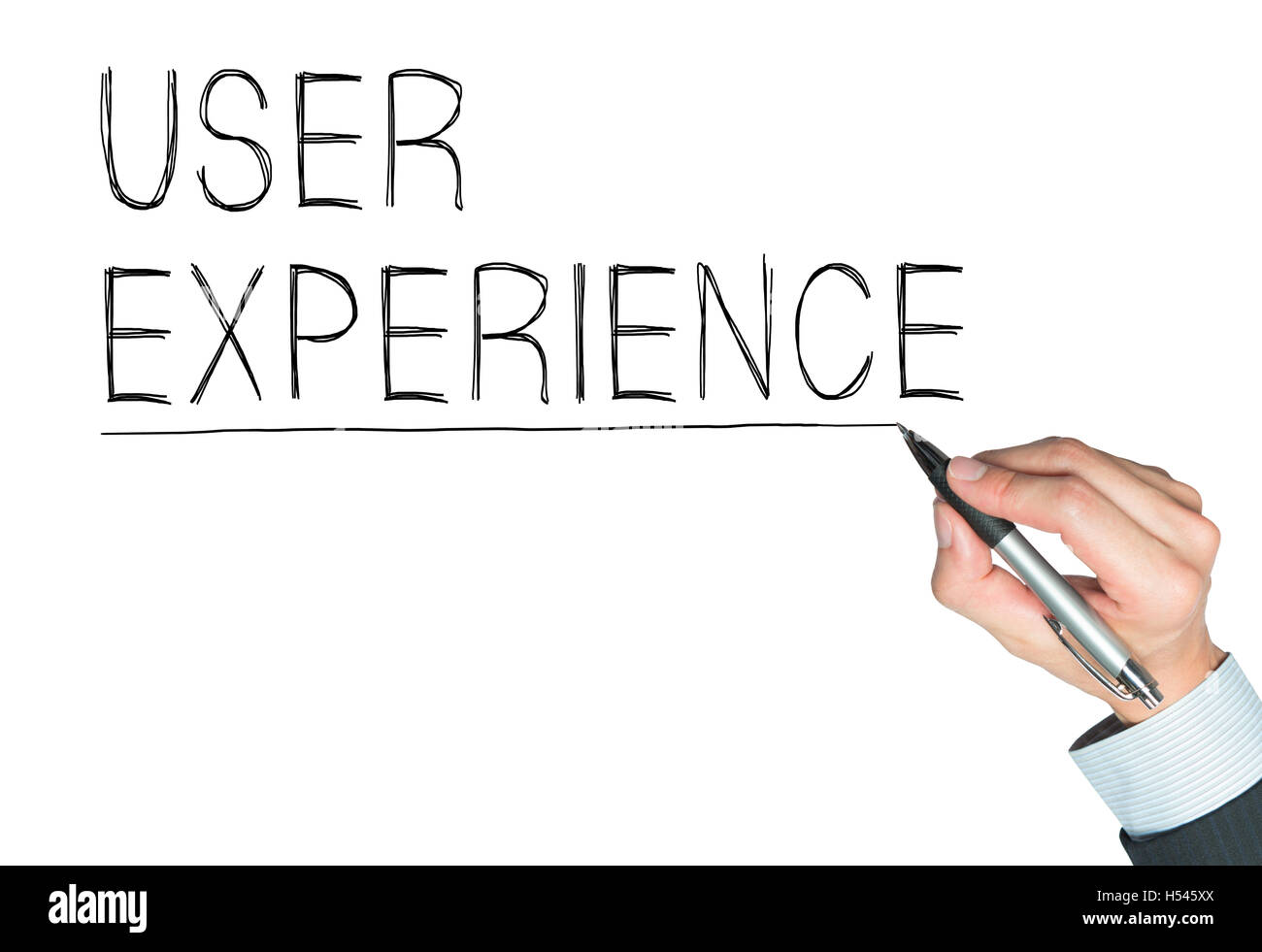 user experience written by hand, hand writing on transparent board ...