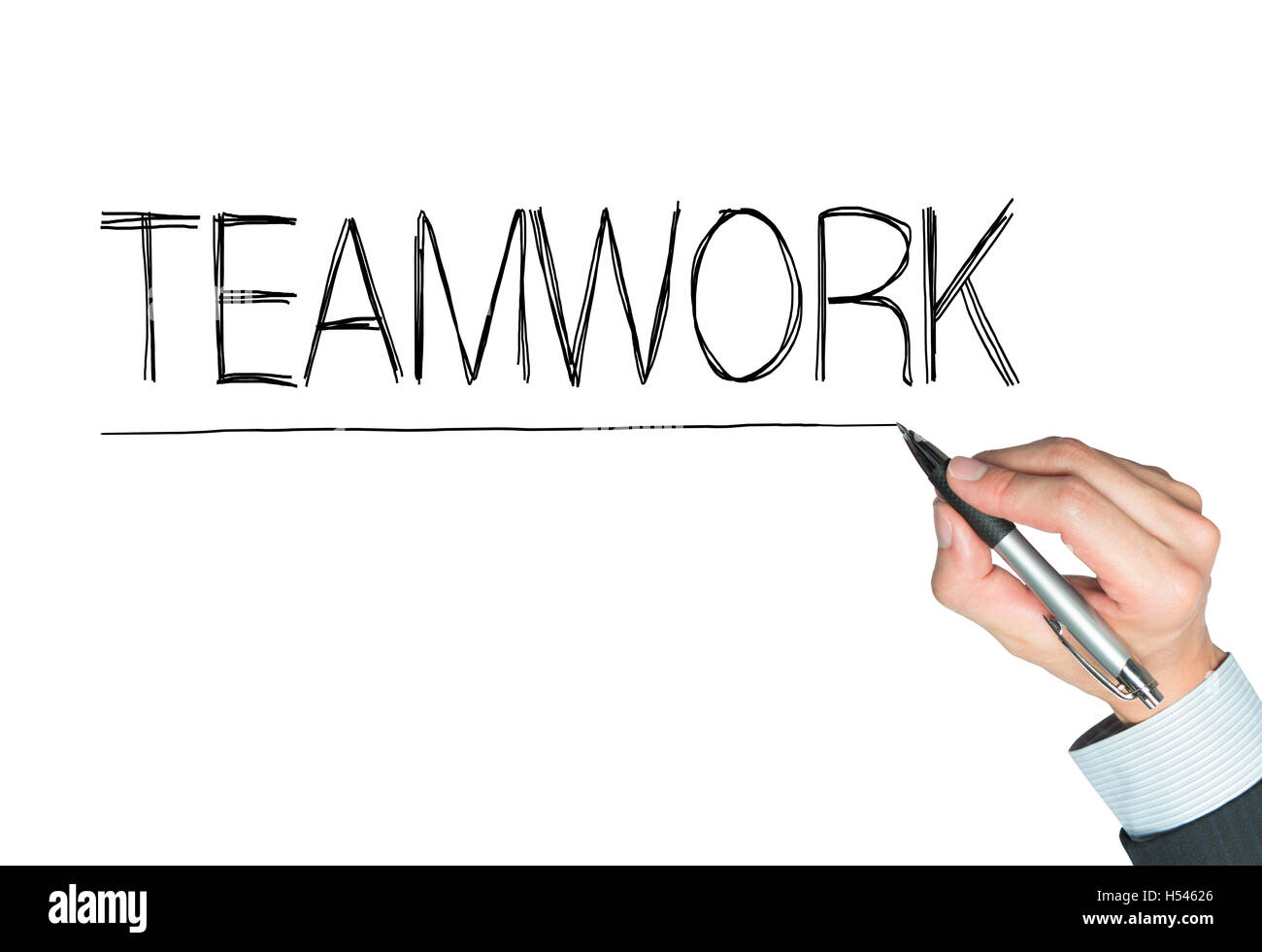 teamwork written by hand, hand writing on transparent board, photo ...