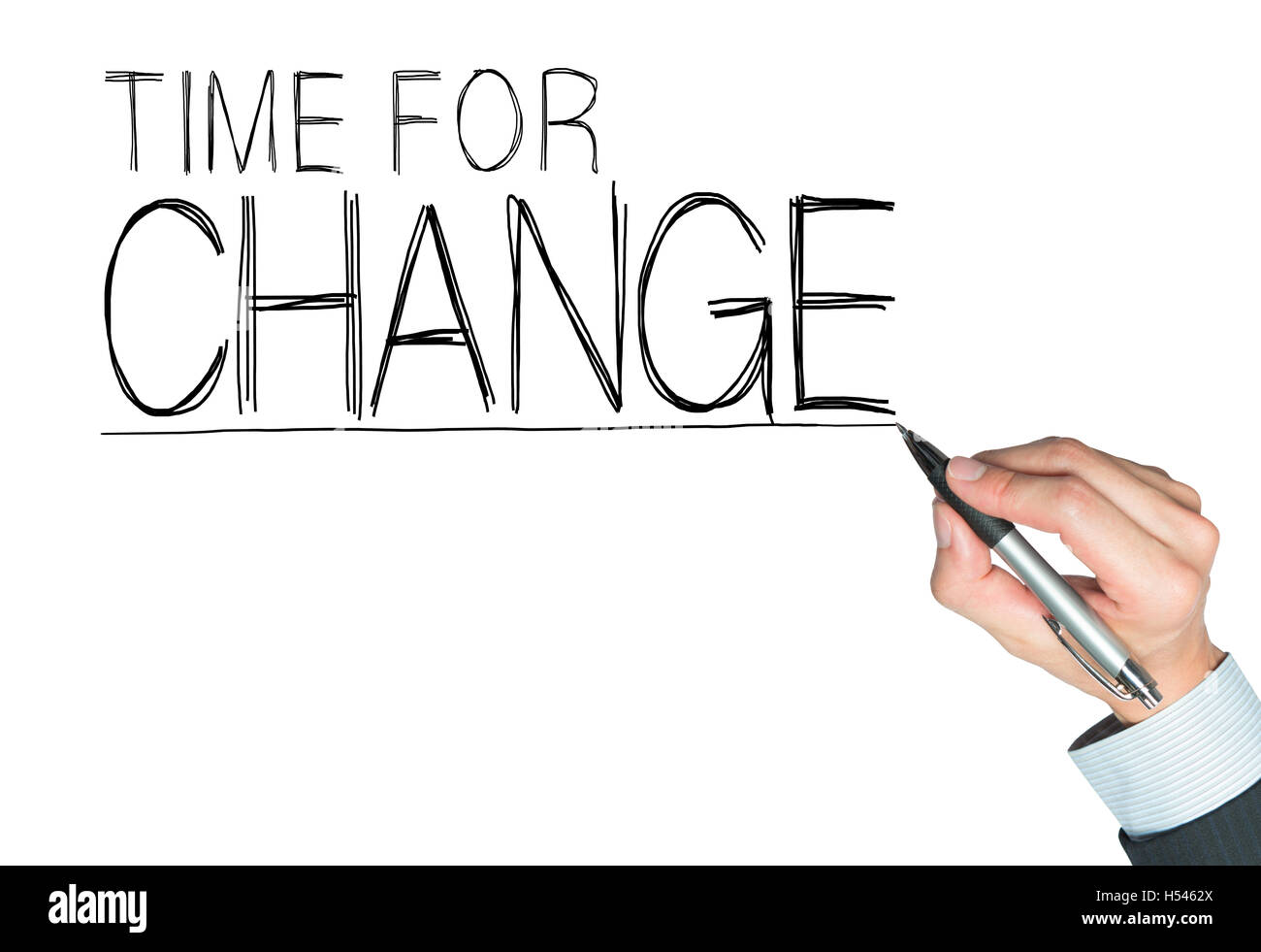 time for change written by hand, hand writing on transparent board ...