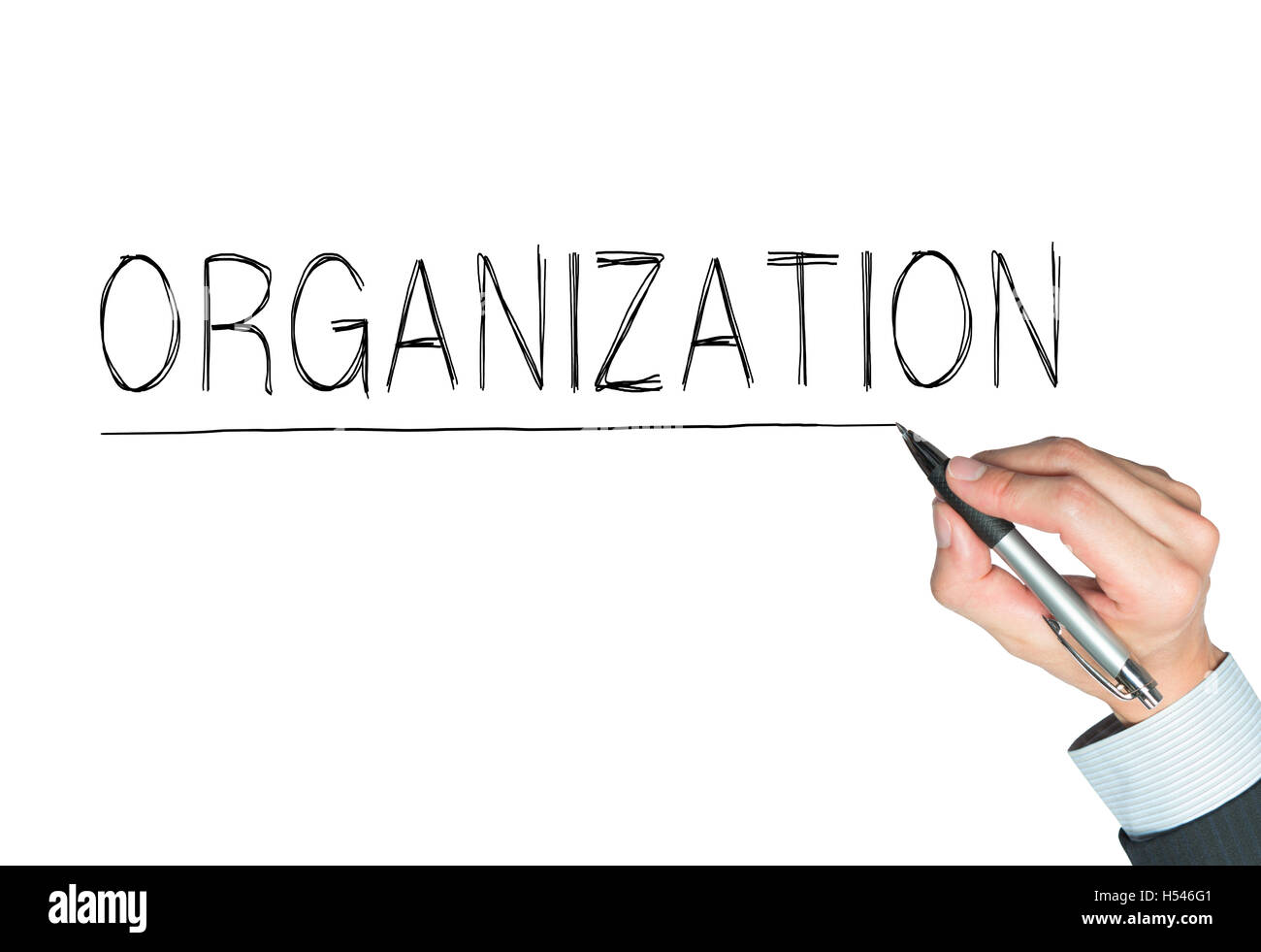 organization written by hand, hand writing on transparent board, photo ...