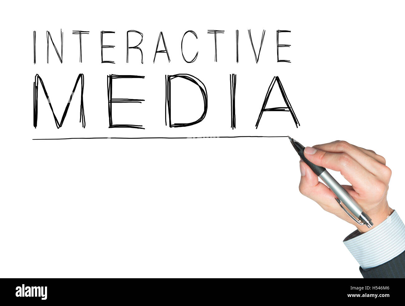 interactive media written by hand, hand writing on transparent board ...