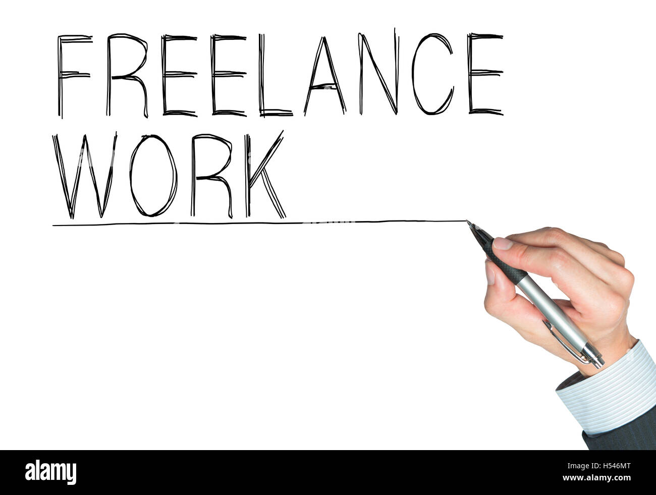 freelance work written by hand, hand writing on transparent board ...
