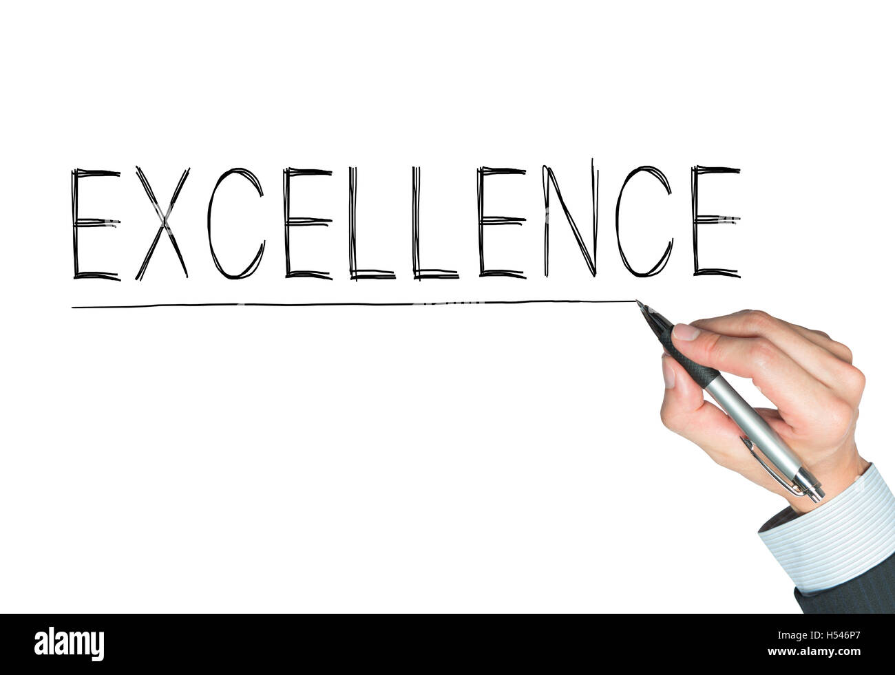 excellence written by hand, hand writing on transparent board, photo ...
