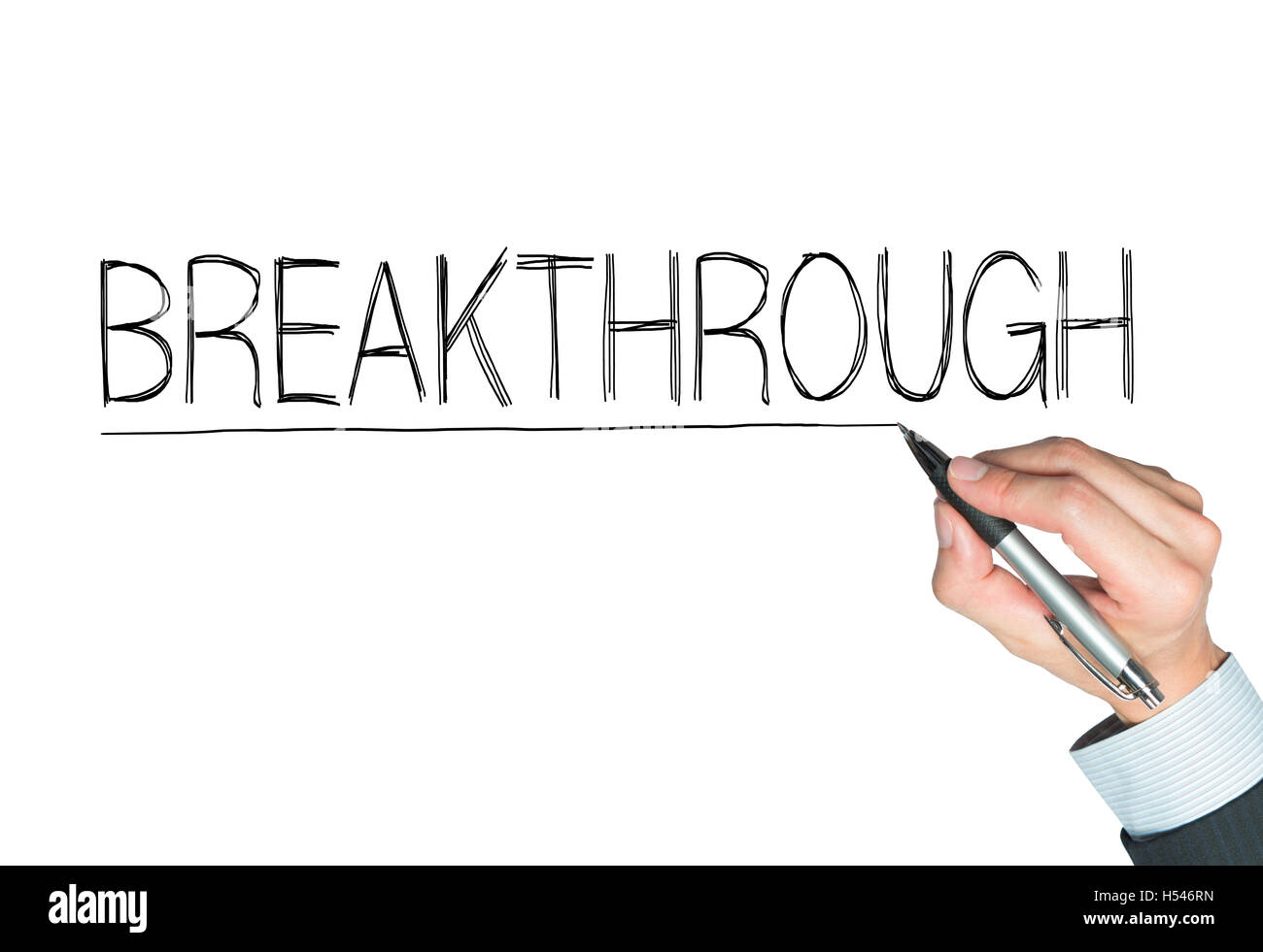 break through written by hand, hand writing on transparent board, photo ...