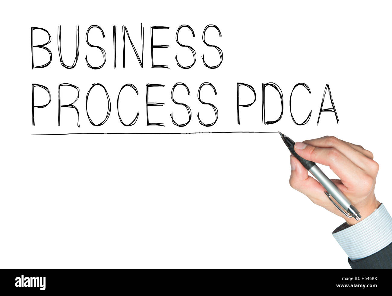business process PDCA written by hand, hand writing on transparent ...